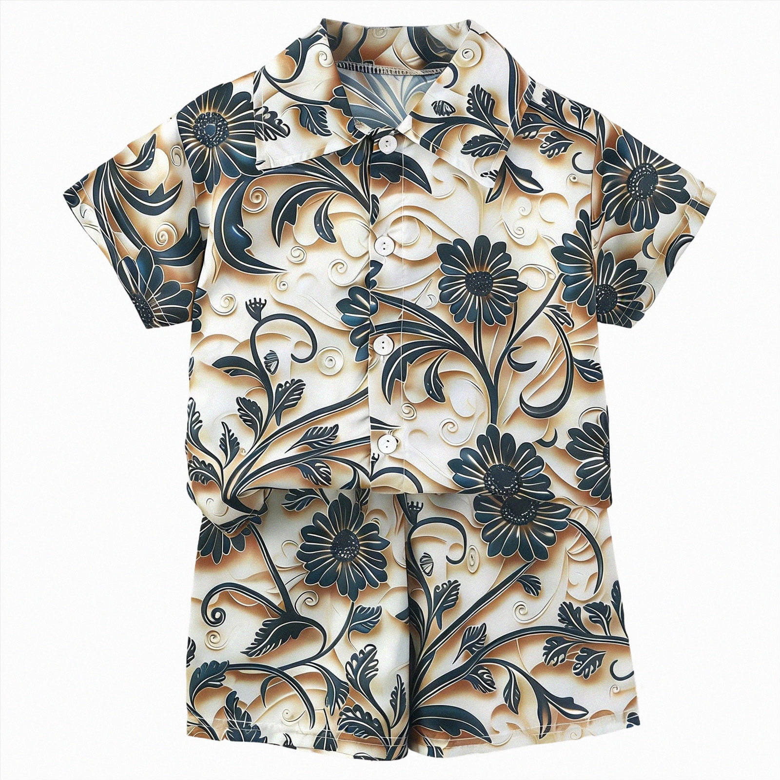 CAUYDY Baby Boys 2-Piece Hawaiian Outfit – Tropical Floral Shirt ...