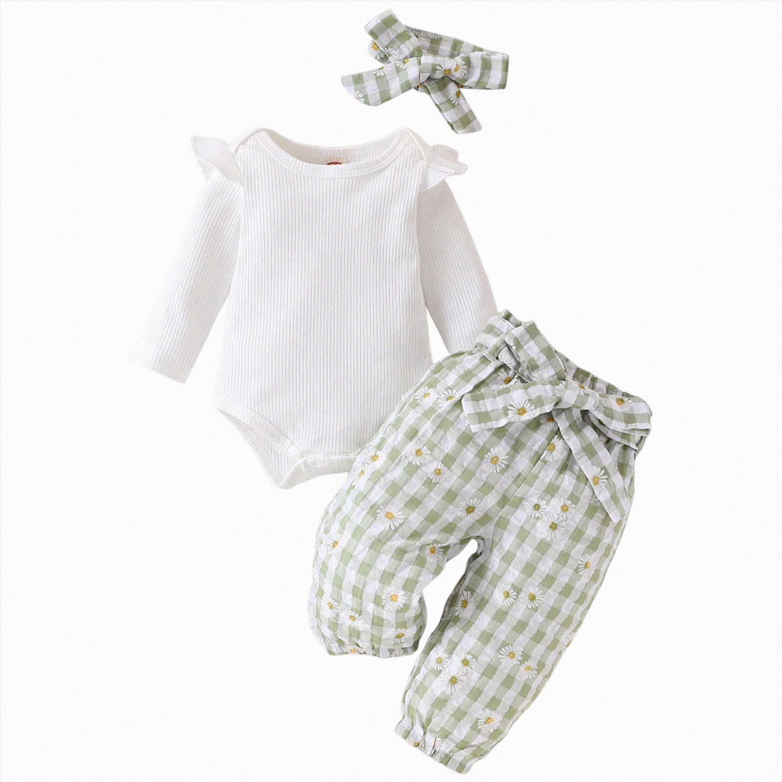 CAUYDY Baby Girl Clothes Newborn Infant Outfits Ruffle Romper+ Floral ...