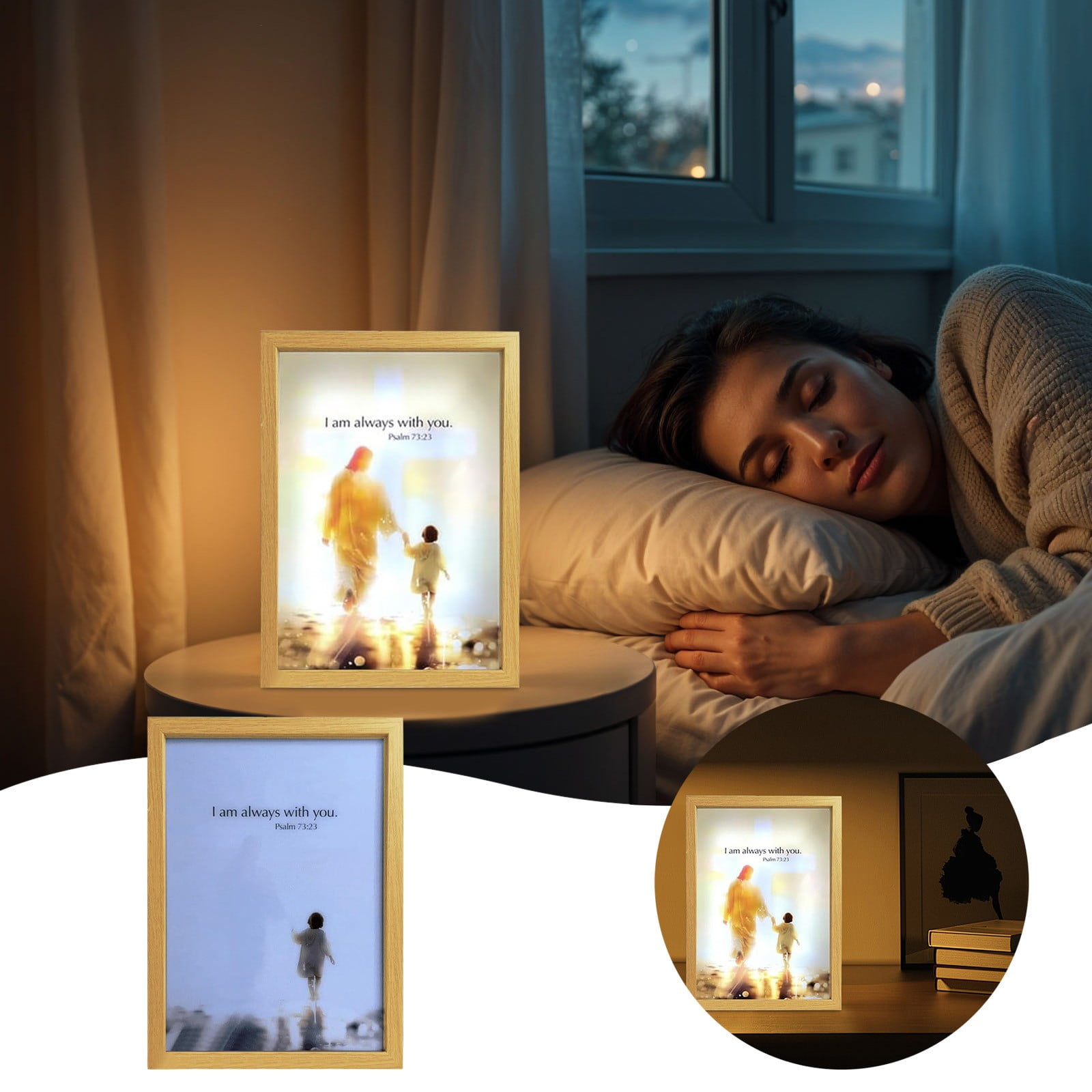 CAUYDY Bible Verse Scripture Cross Night Light,Wooden Religious Night ...