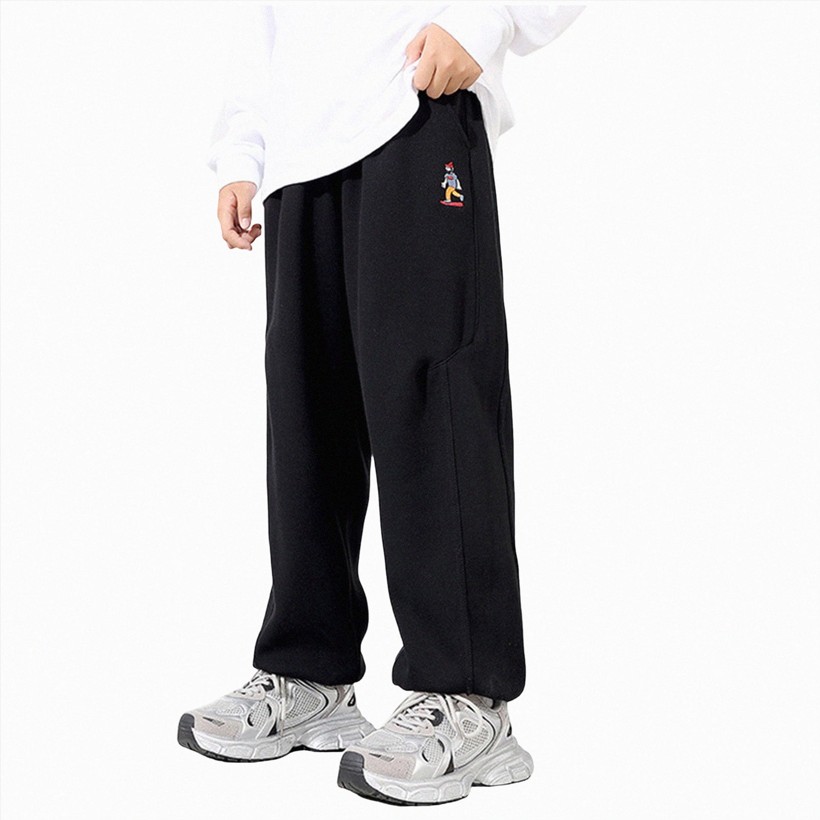 CAUYDY Boy's Cartoon Embroidered Graphic Wide Leg Sweatpants Baggy ...