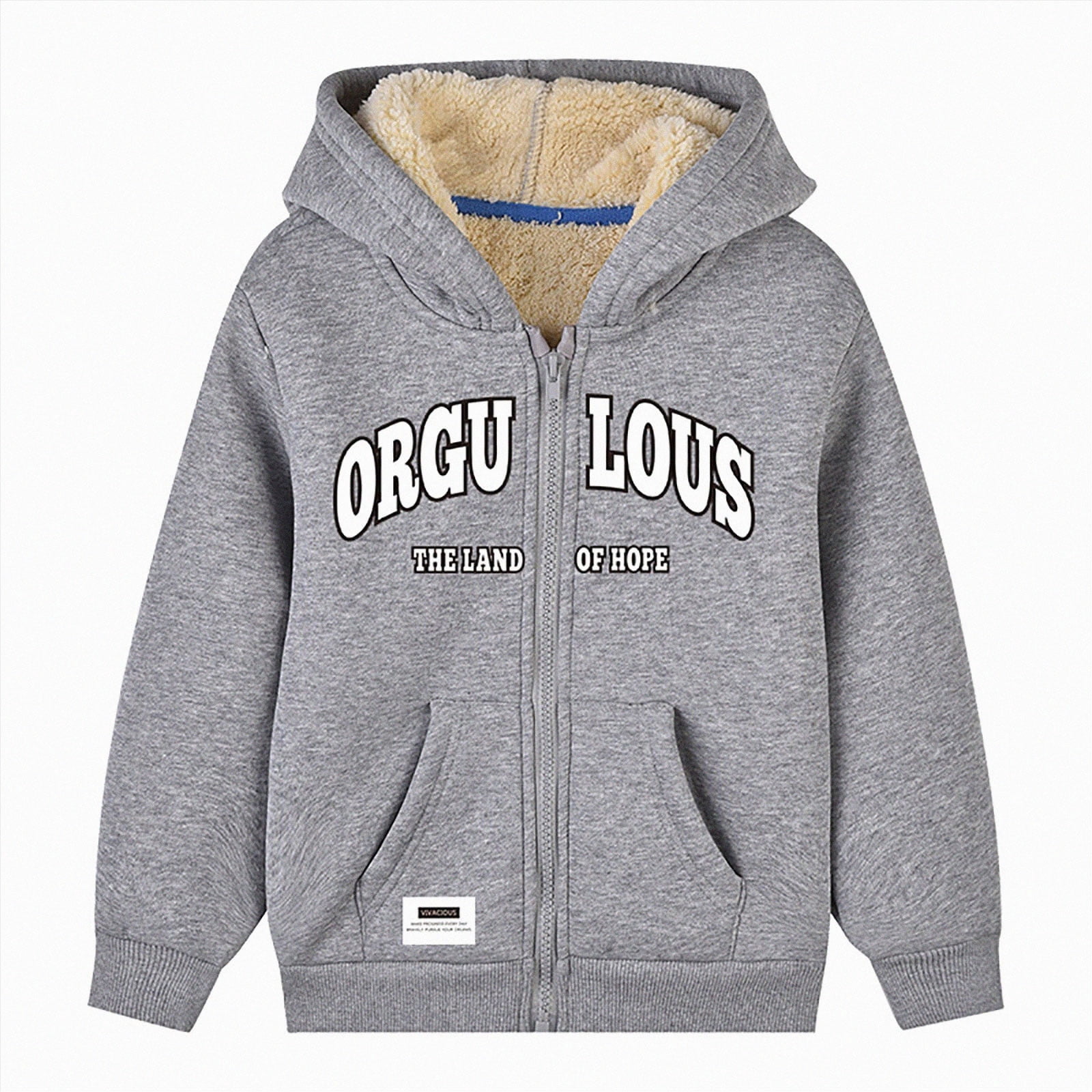 CAUYDY Boy's Zip Up Hoodies Sweatshirt Letter Graphic Fleece Long ...
