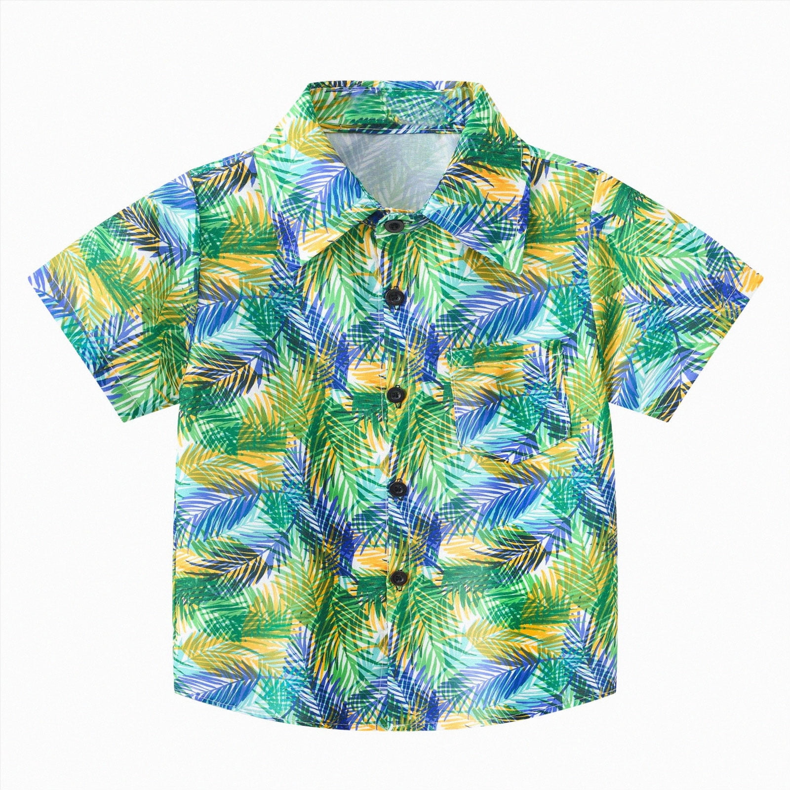 CAUYDY Boys Button Down Hawaiian Shirts Short Sleeve Cool Dress Shirt ...
