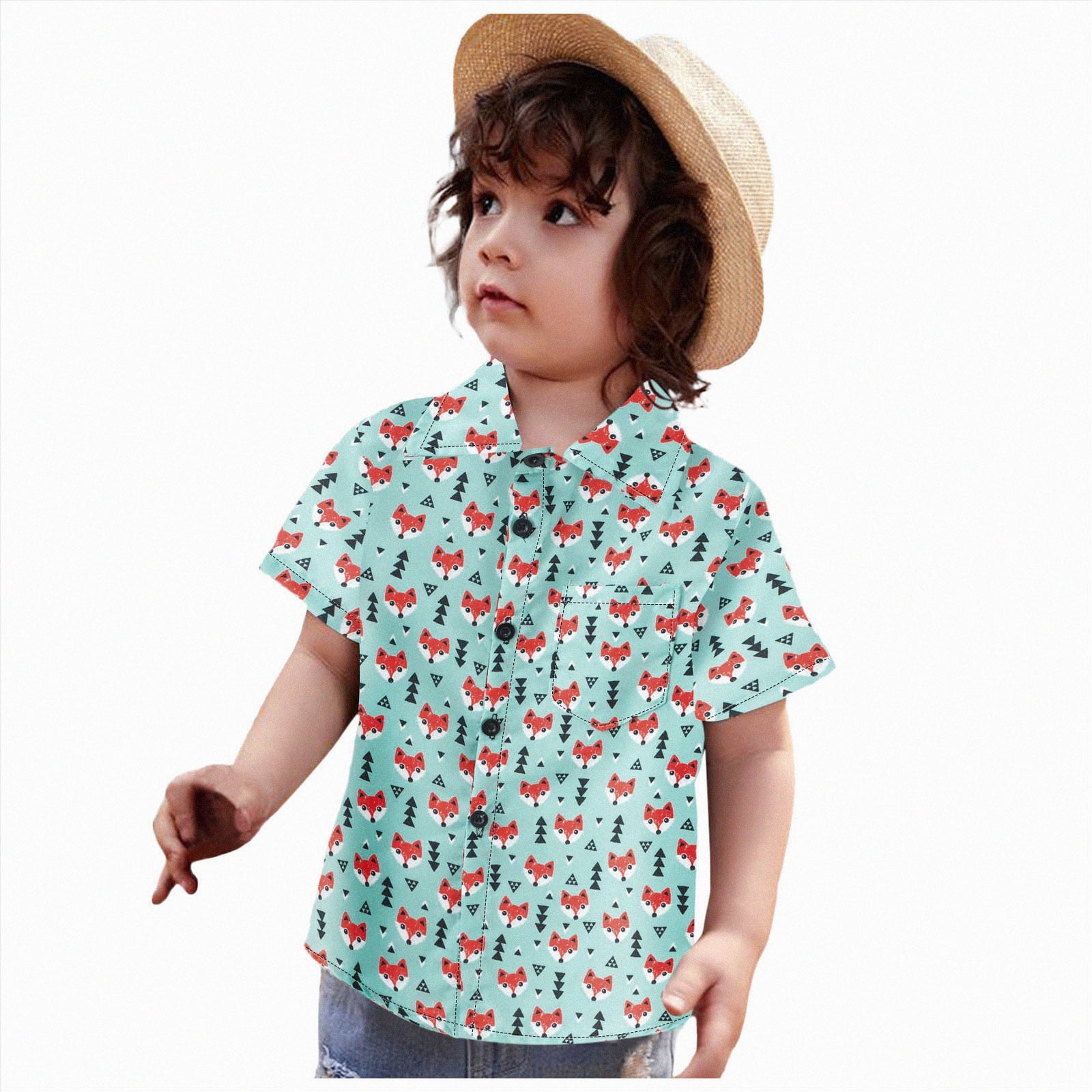 CAUYDY Boys Button Down Hawaiian Shirts Short Sleeve Cool Dress Shirt ...