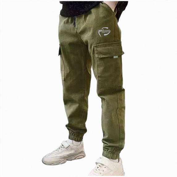 CAUYDY Boys Cargo Pants Kids Wide Leg Sweatpants Teen Baggy Pleated ...