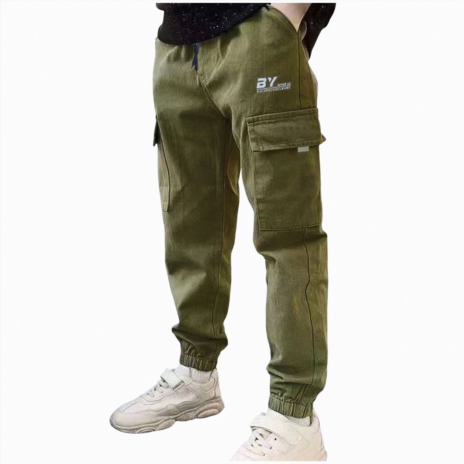 CAUYDY Boys Cargo Pants Kids Wide Leg Sweatpants Teen Baggy Pleated ...