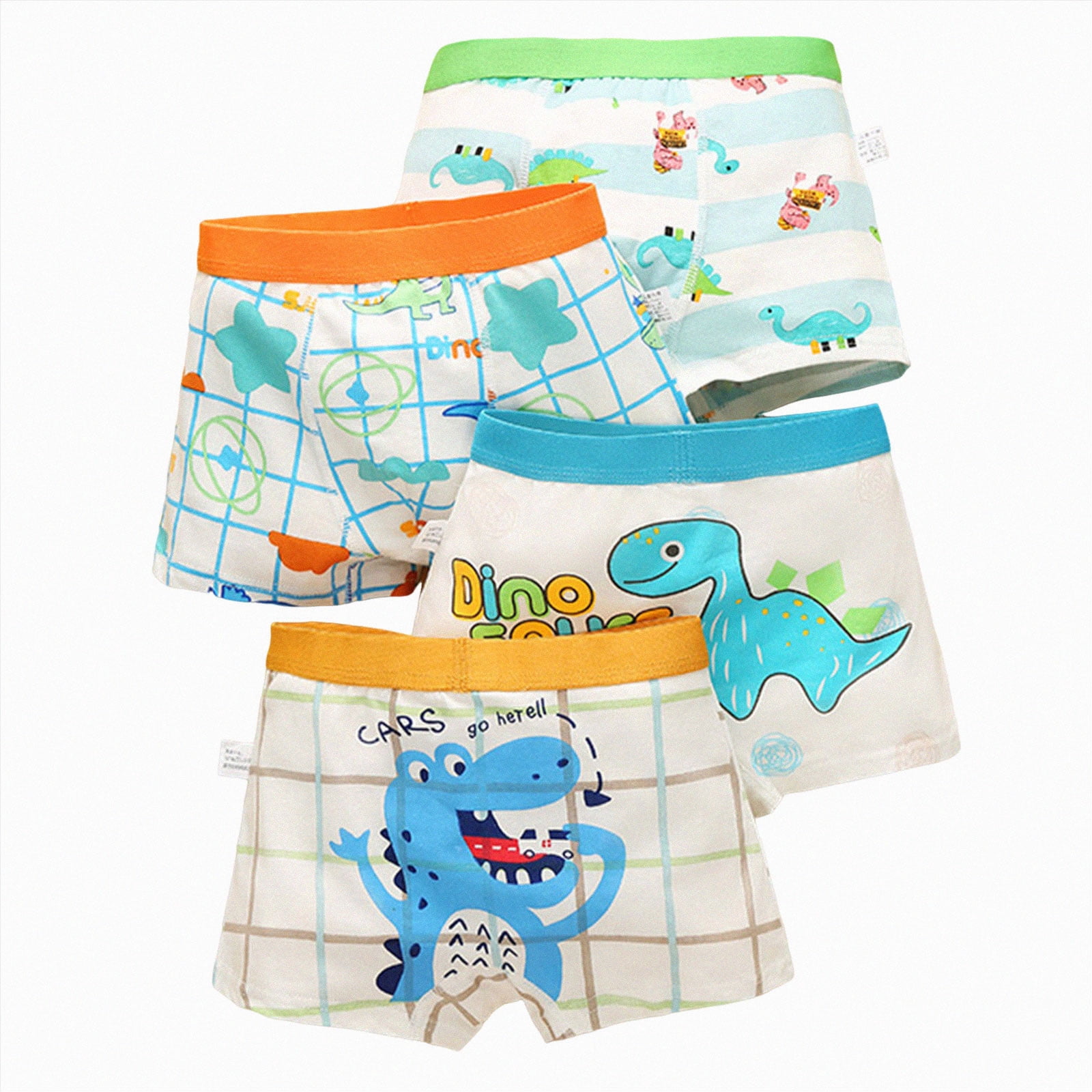 CAUYDY Boys Dinosaur Underwear- Pack of 4 Soft Cartoon Colorful Boxer ...