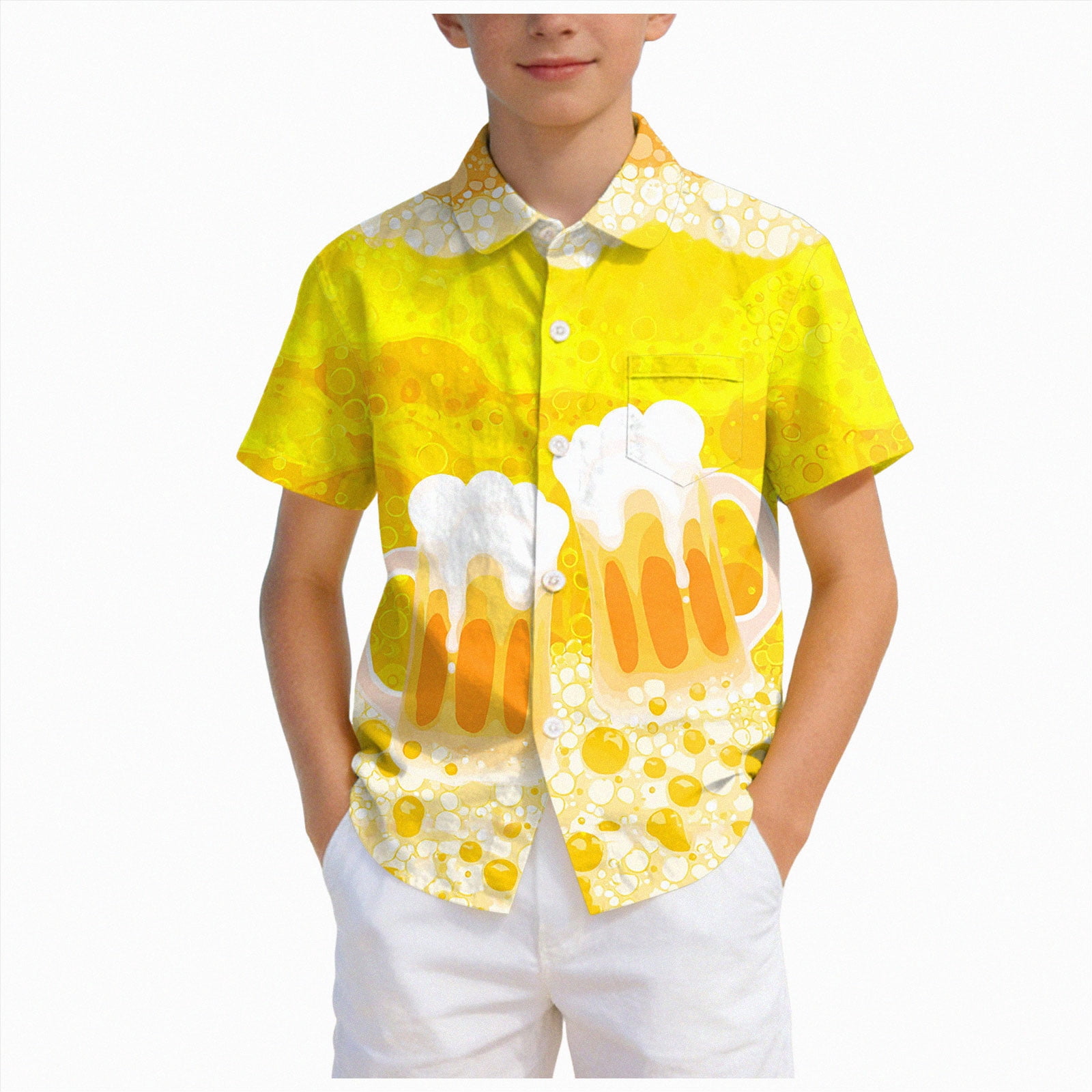 CAUYDY Boys Hawaiian Button Down Shirts Short Sleeve Cartoon Summer ...