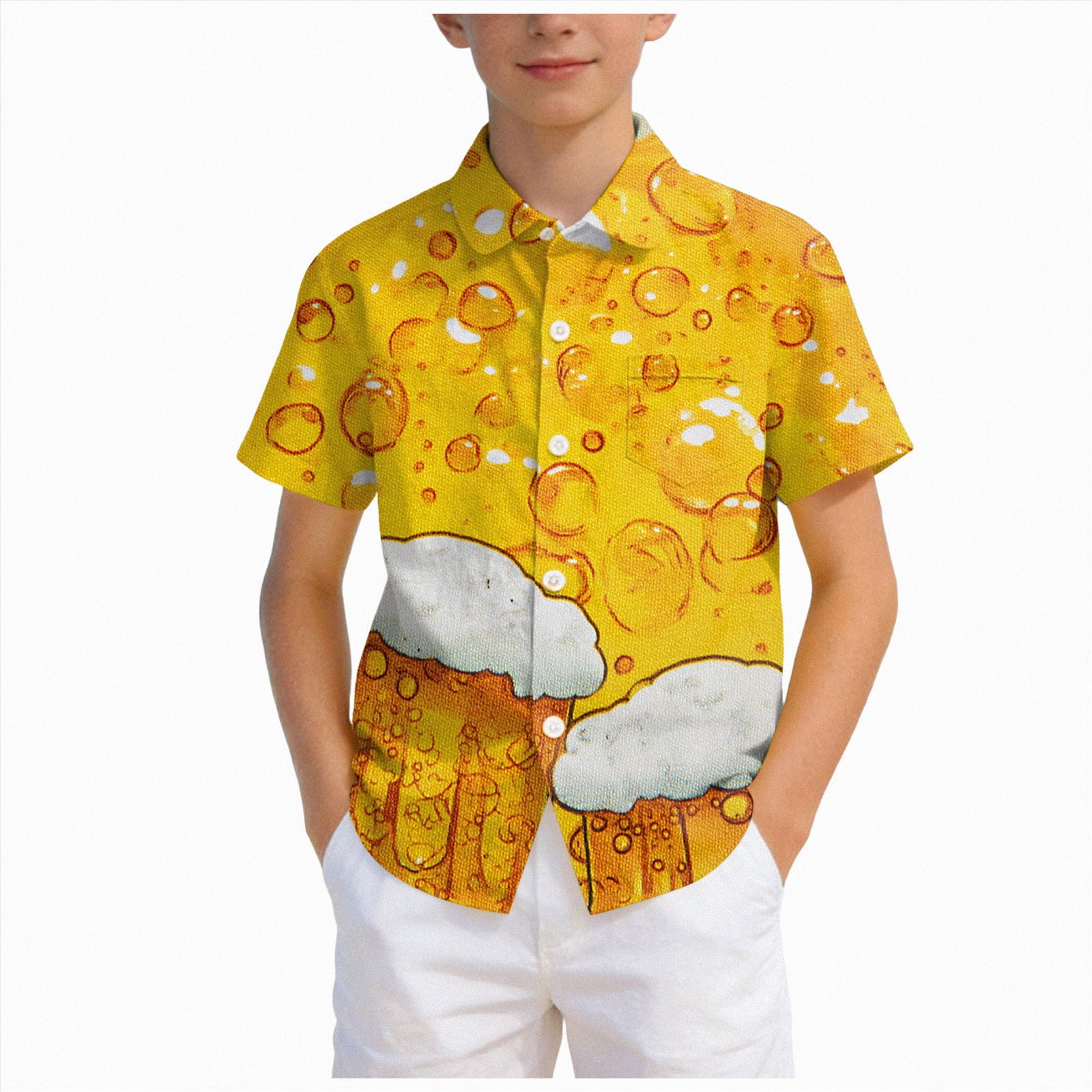 CAUYDY Boys Hawaiian Button Down Shirts Short Sleeve Cartoon Summer ...