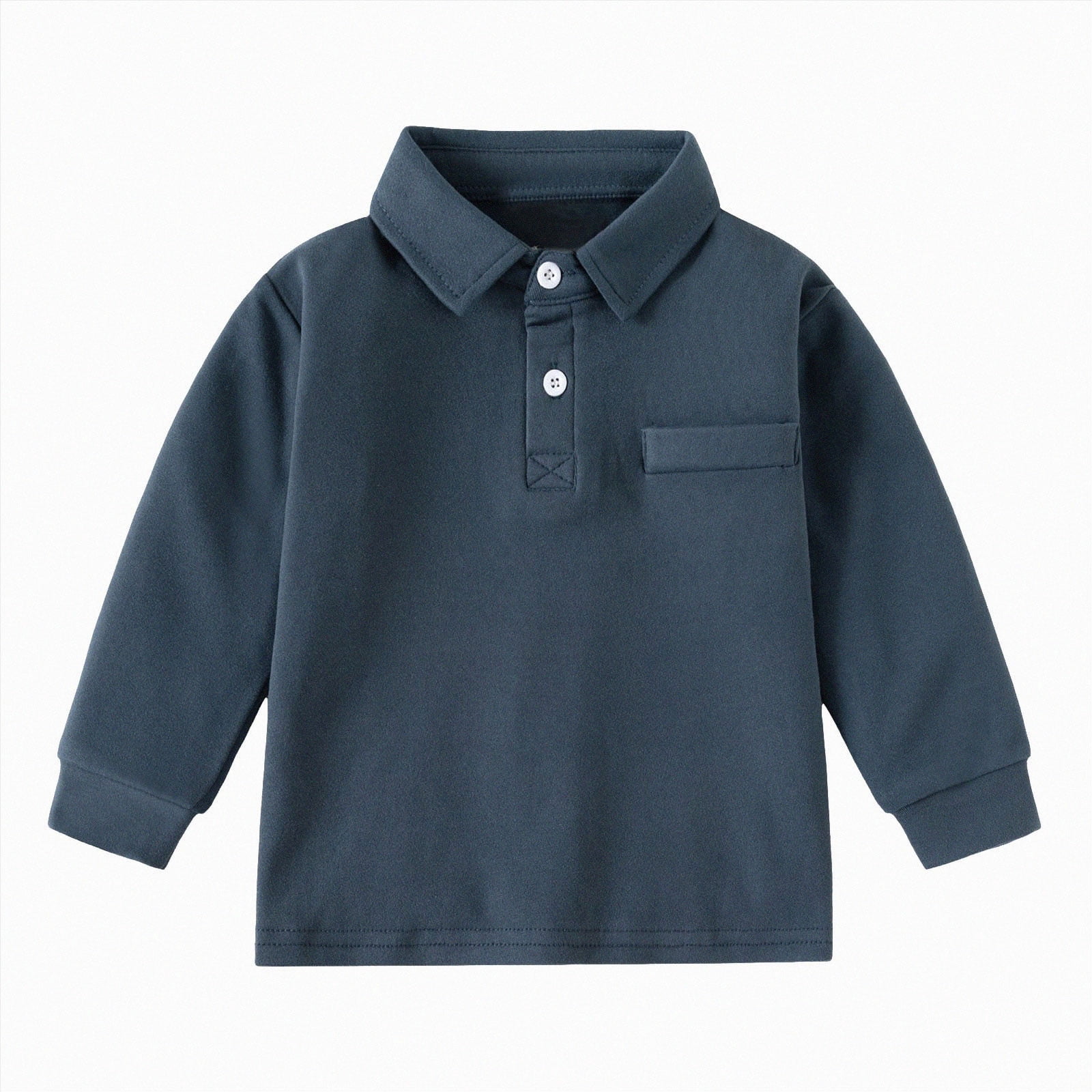 CAUYDY Boys Long Sleeve Polo Shirts Kids Casual Button School Uniform ...