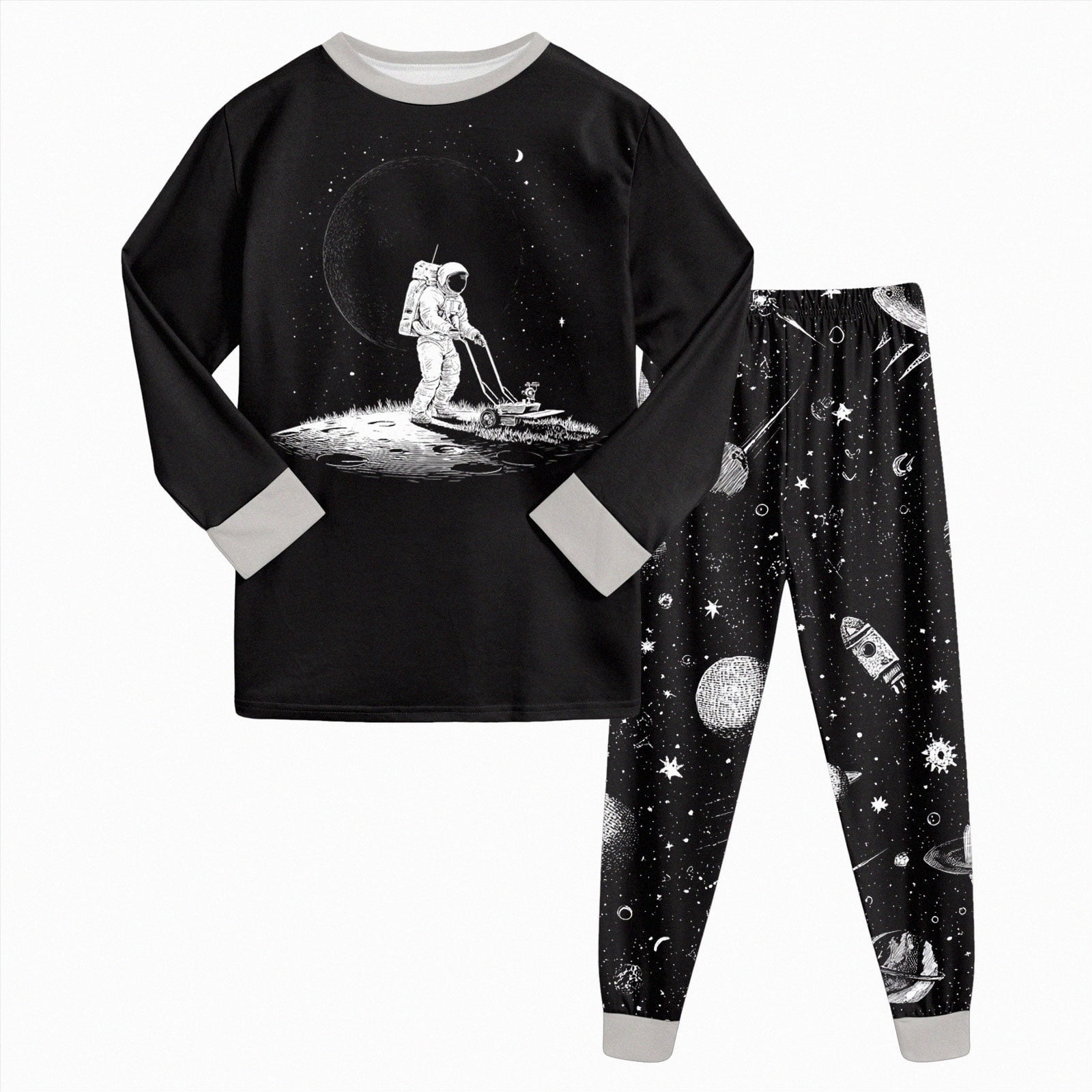 CAUYDY Boys Pajamas 100% Cotton Toddler Clothes Set Planet Long Sleeve ...