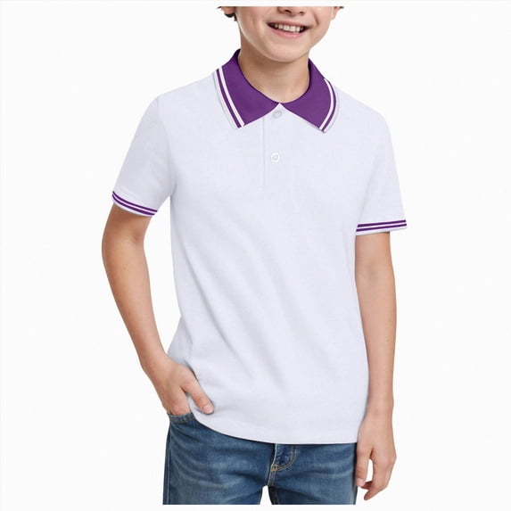 CAUYDY Boys Polo Shirt Short Sleeve School Uniform Pique Polo Summer ...
