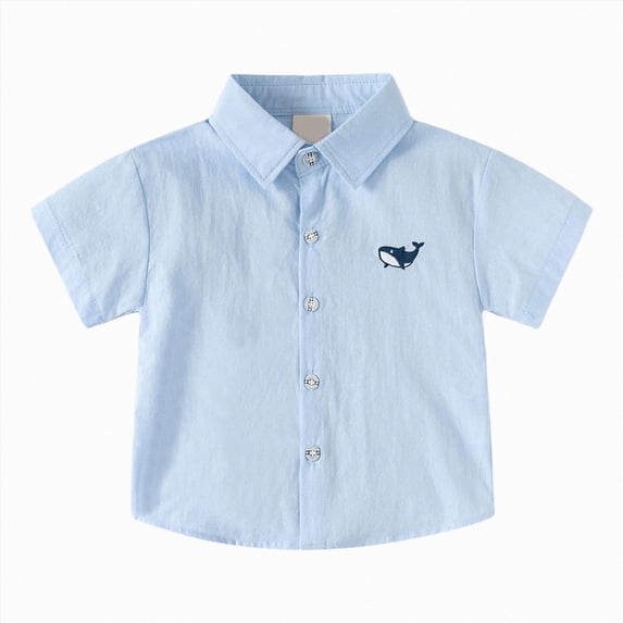 CAUYDY Boys Short Sleeve Button Down Shirt, Cute Sea Animals Embroidery ...