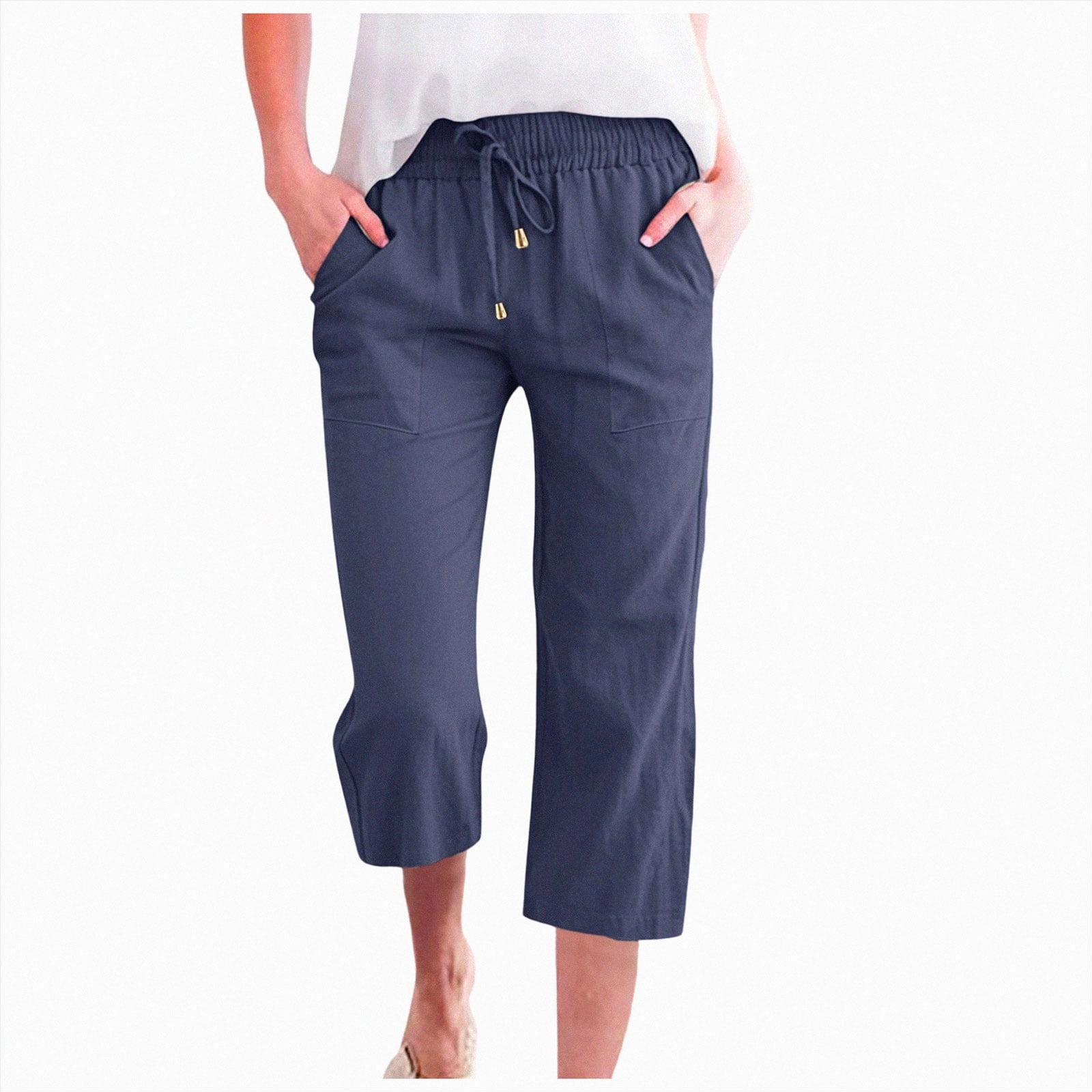 CAUYDY Capri Pants for Women High Waisted Wide Leg Casual Lounge Pant ...
