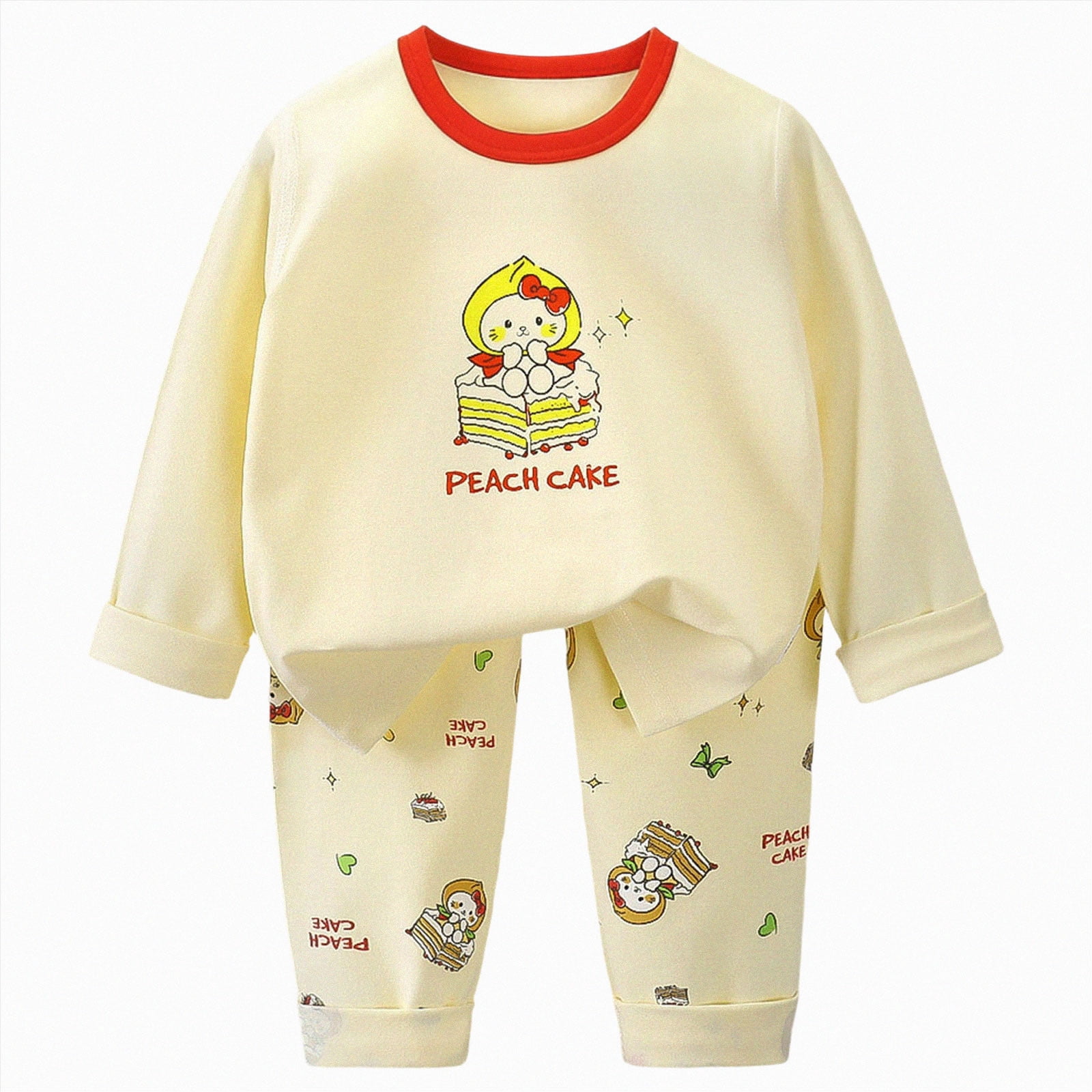 CAUYDY Child Girls Pajamas Kid Boy Clothes Long Sleeve T-Shirt Elastic ...