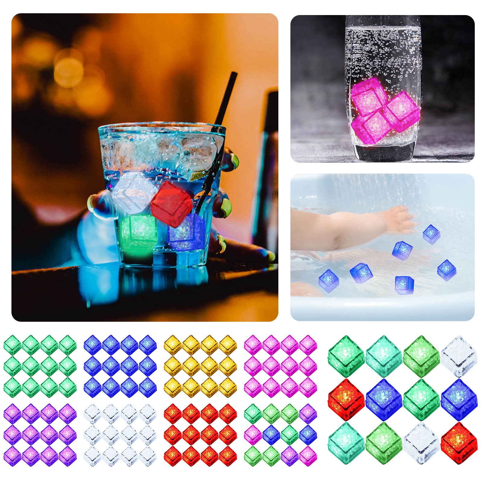 Waterproof LED Light Up Ice Cubes for Drinks That Change Colors ...
