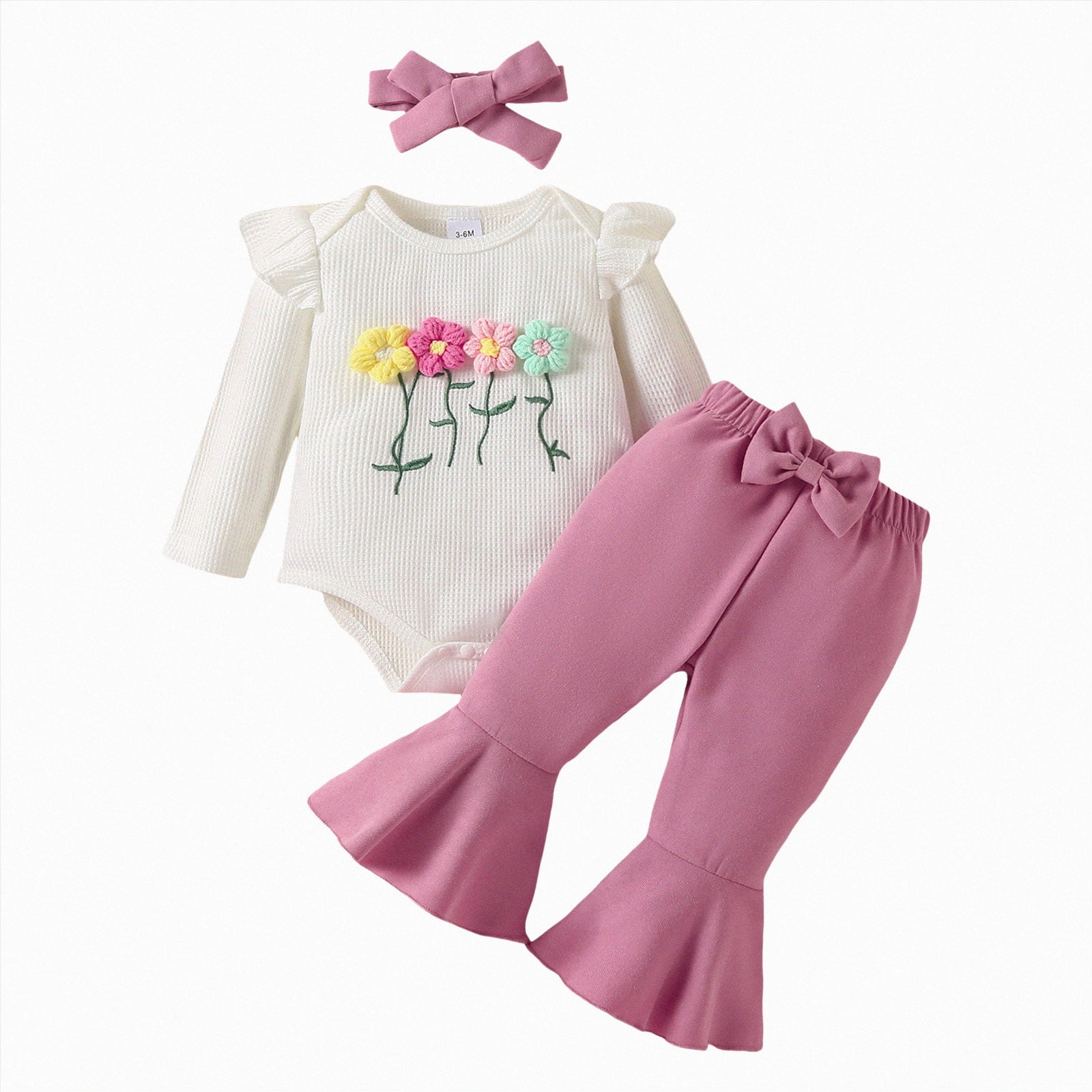 CAUYDY Fall Baby Girl Clothes Crochet Flower Embroidery Baby Girl ...