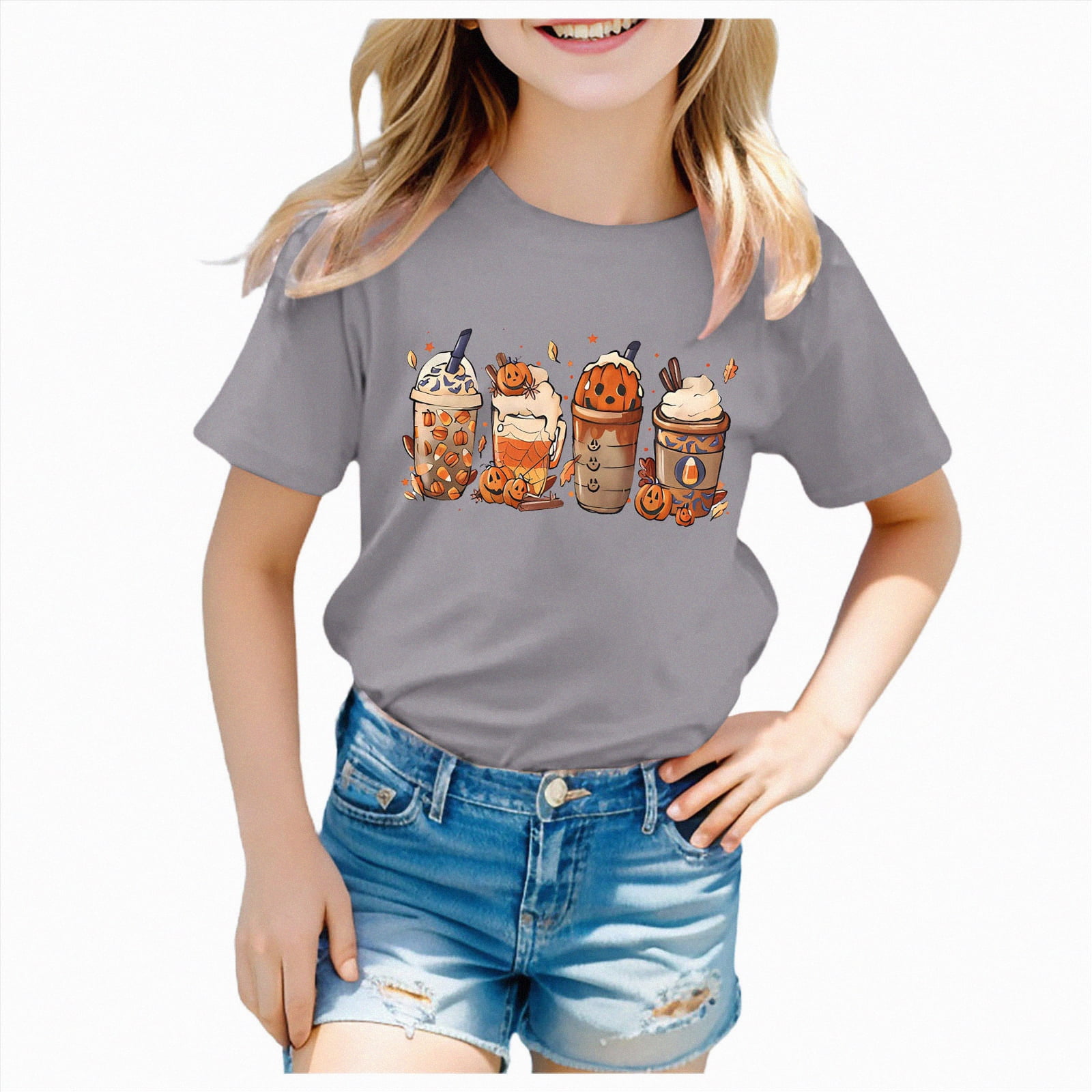 CAUYDY Girl Boy Halloween Shirt Kids Cute Pumpkin Face Graphic T-Shirt ...