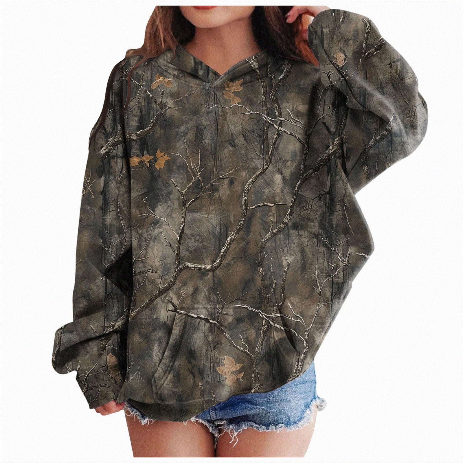 CAUYDY Girl's Camo Hoodie Graphic Long Sleeve Hooded Oversized ...