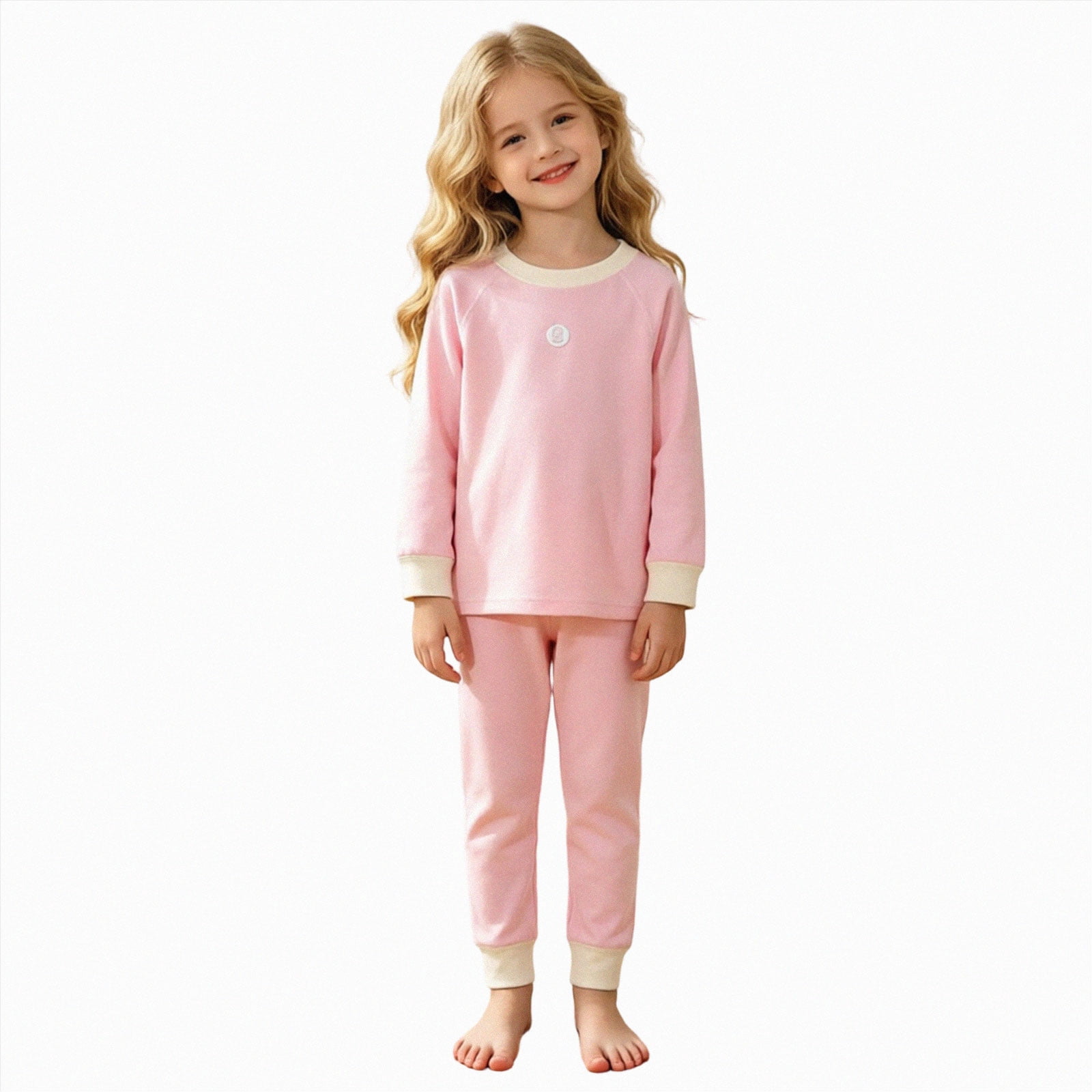 CAUYDY Girls Basic Pajamas Long Sleeve Solid Fall Winter Sleepwear ...