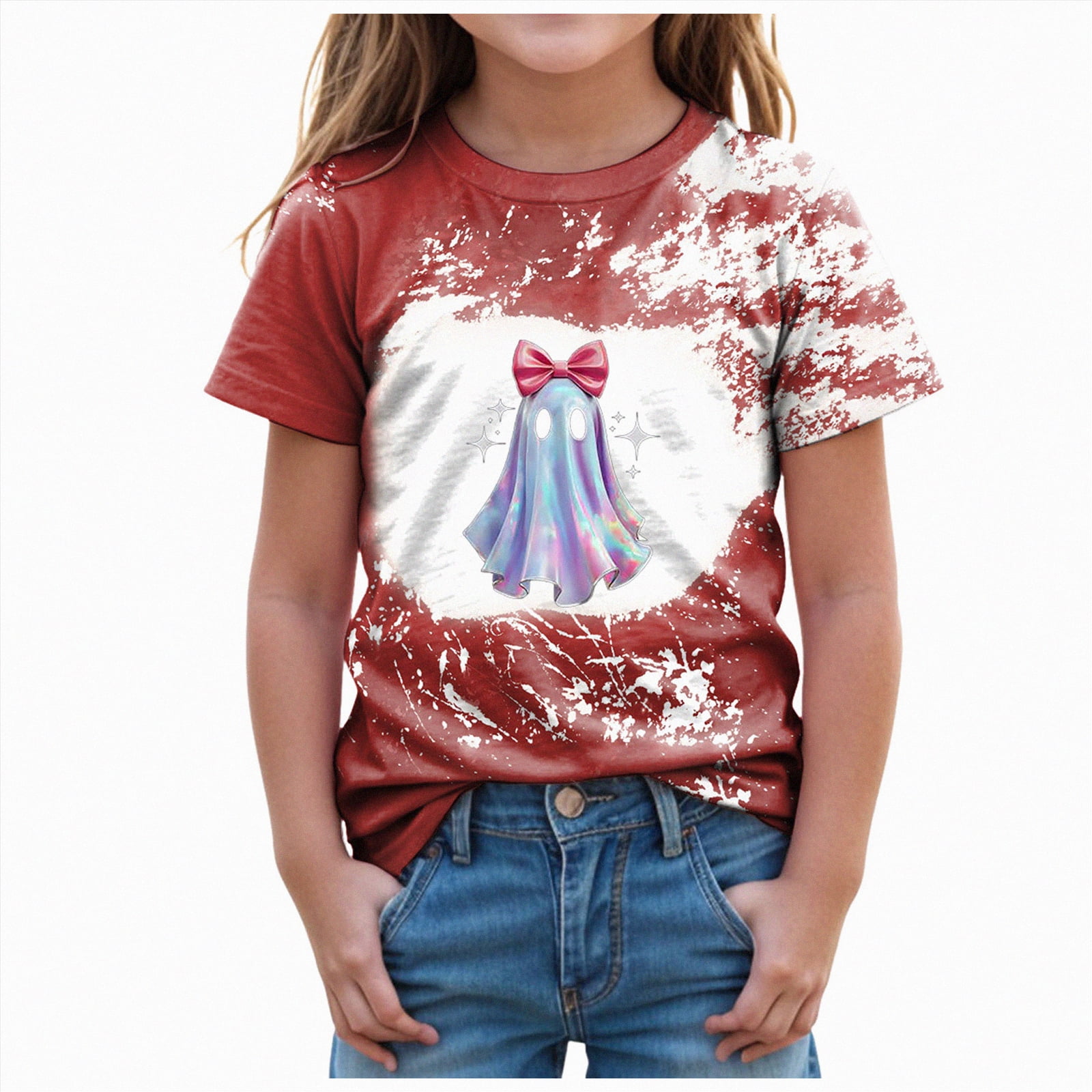 CAUYDY Girls Boys Halloween Shirt Cute Ghost Tshirt Creep It Real Short ...