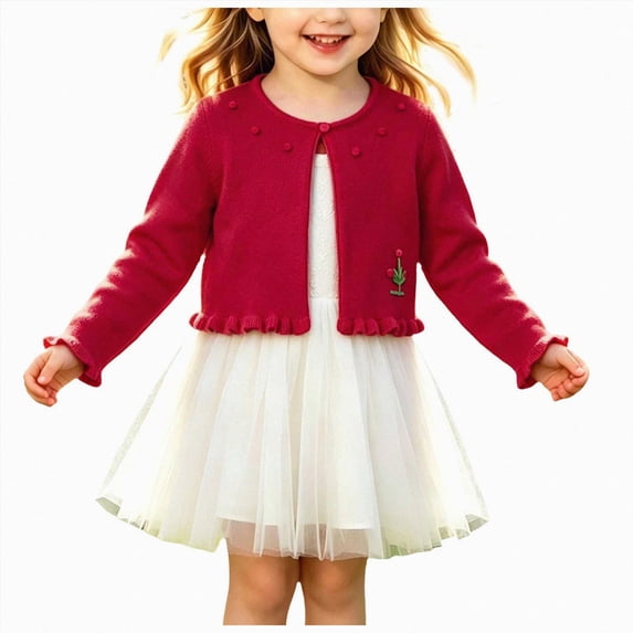 CAUYDY Girls Open Front Shrug Cardigan Kids Children Knit Cute Flower ...