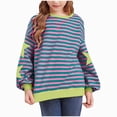 CAUYDY Girls Oversized Striped Crewneck Sweatshirt Long Sleeve Color ...