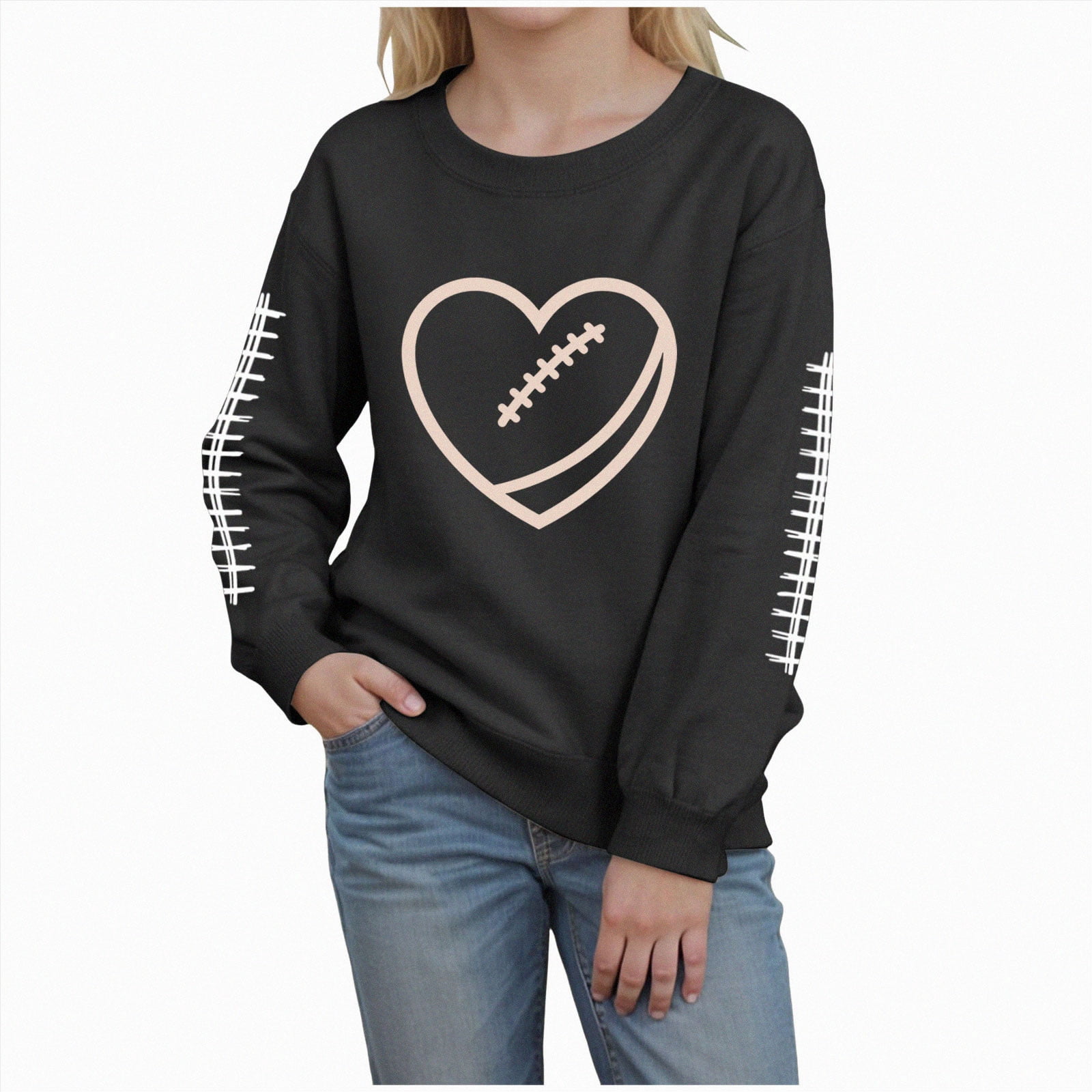 CAUYDY Girls Preppy Heart Sweatshirts Oversized Pullover Sweatshirt ...