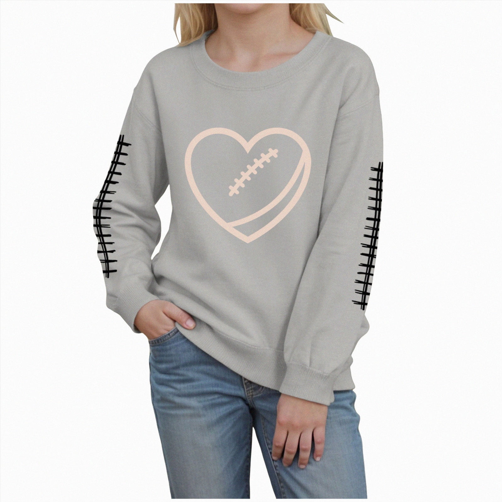 CAUYDY Girls Preppy Heart Sweatshirts Oversized Pullover Sweatshirt ...