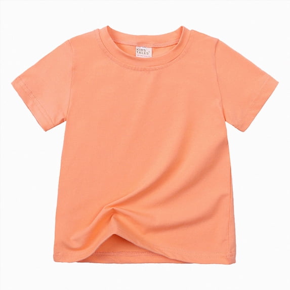 CAUYDY Girls’ Short Sleeve T-Shirts, Solid Color Soft Cotton Tees for ...