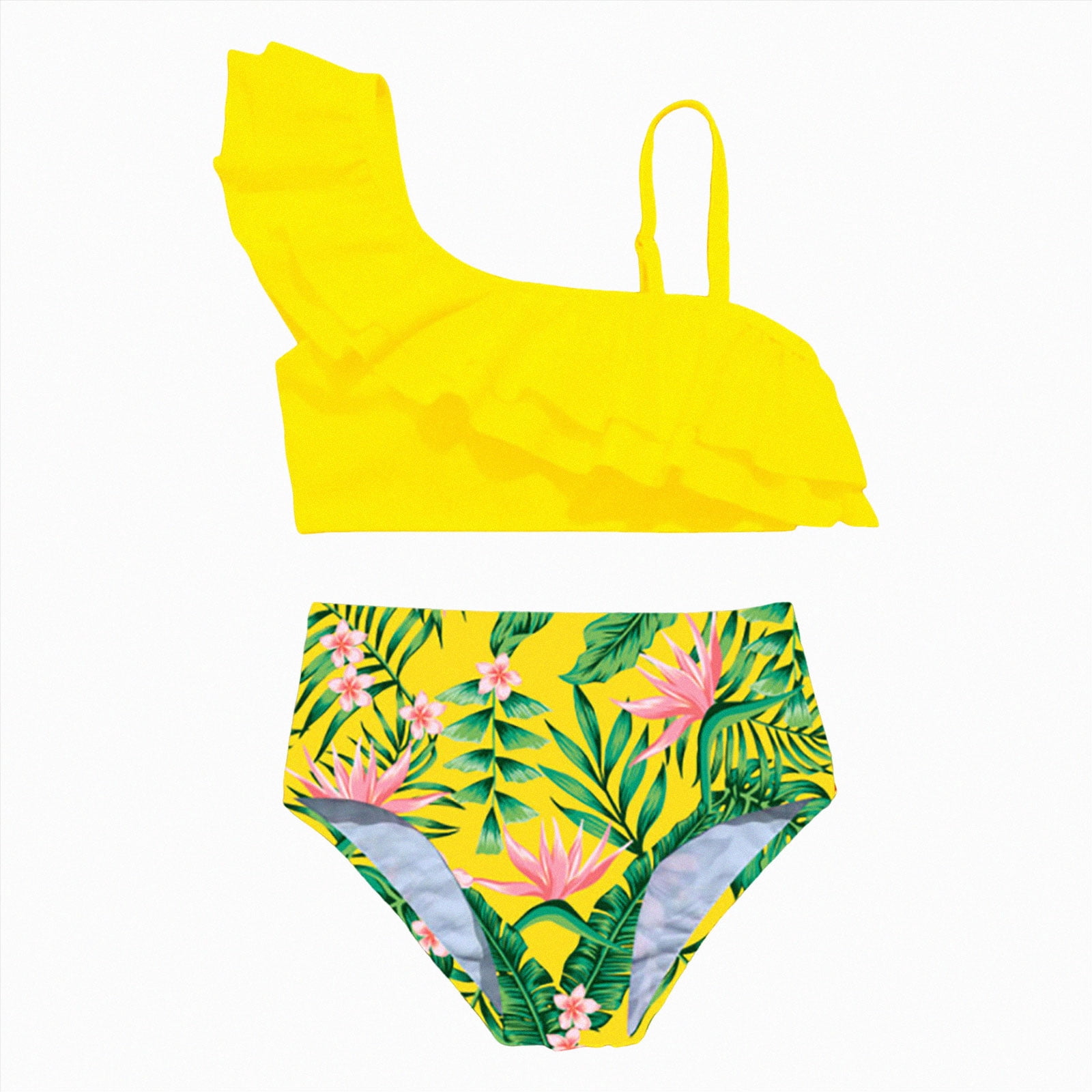 CAUYDY Girls Tankini Swimsuit 2 Pieces Floral Print Bathing Suit Little ...