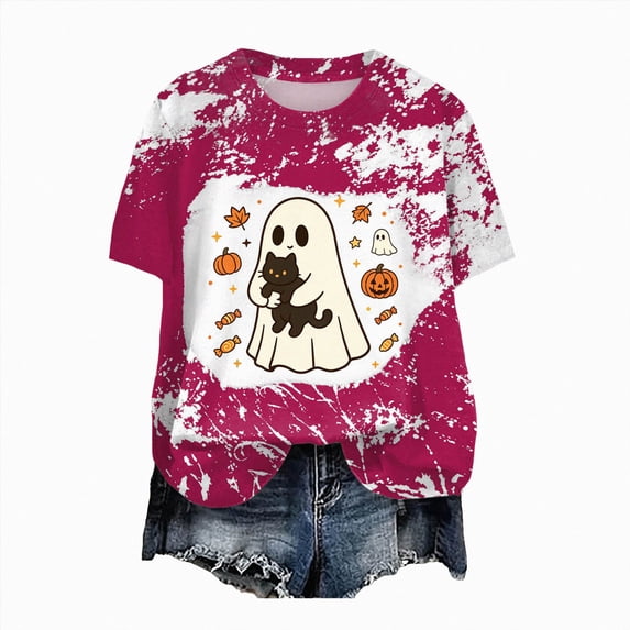 CAUYDY Halloween Costumes for Women Funny Pumpkin Printed Cute T Shirts ...
