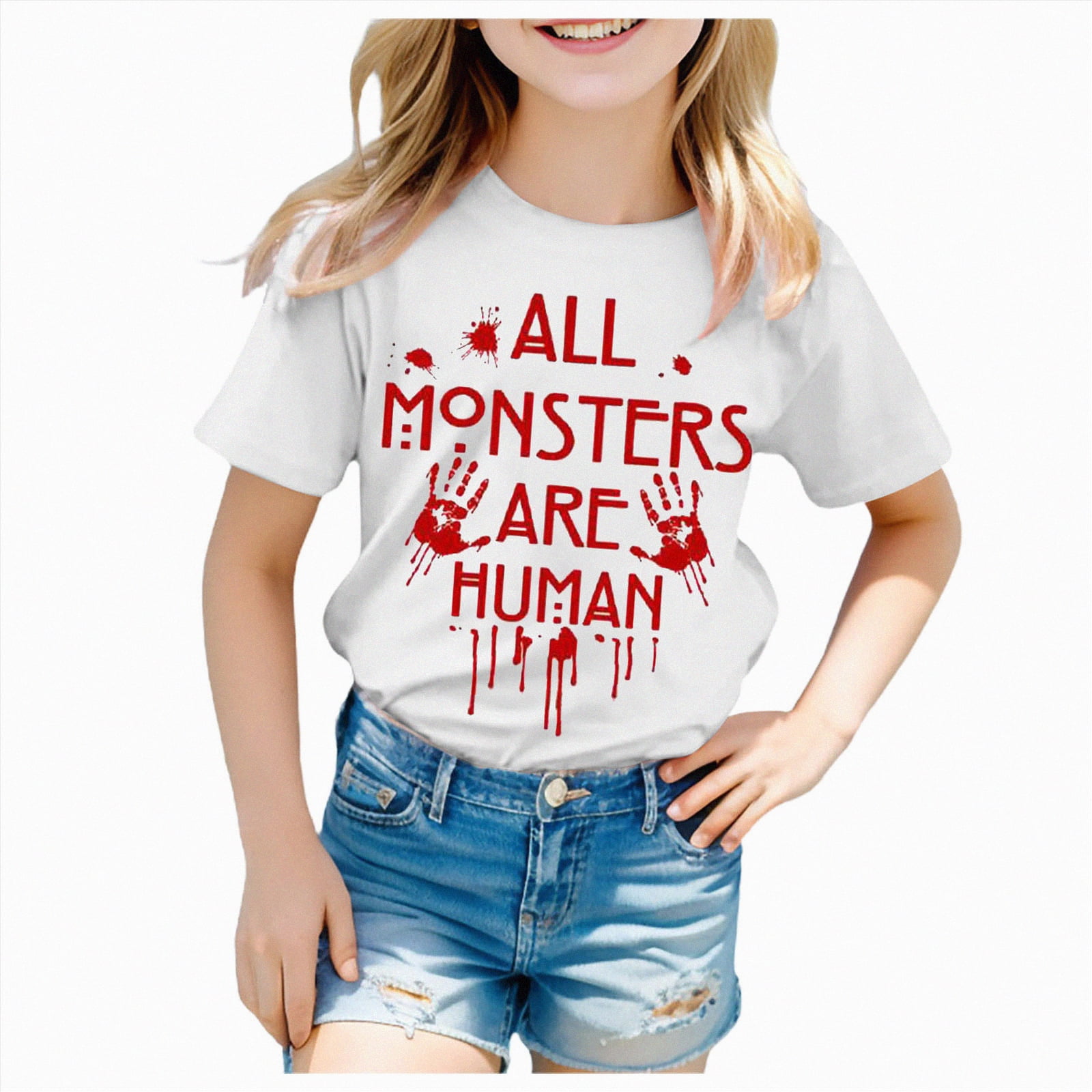 CAUYDY Halloween Ghost Toddler Girl T-Shirt Cute Skeleton Hand Tee Tops Spooky Fall Clothes ...
