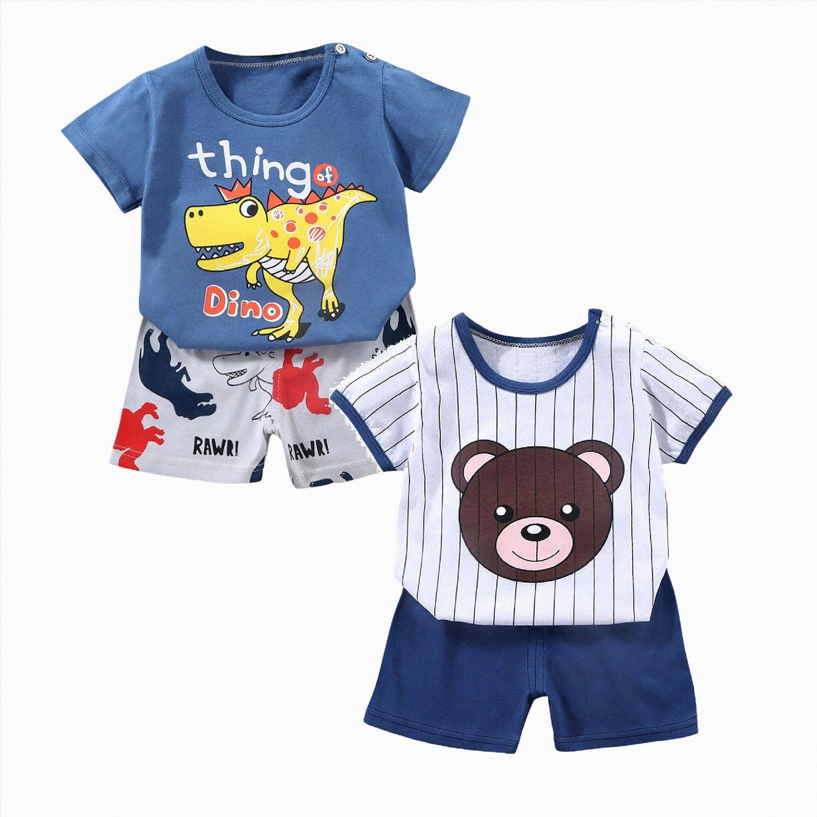 CAUYDY Infant Baby Boy Summer Clothes Animals Print Short Sleeve T ...