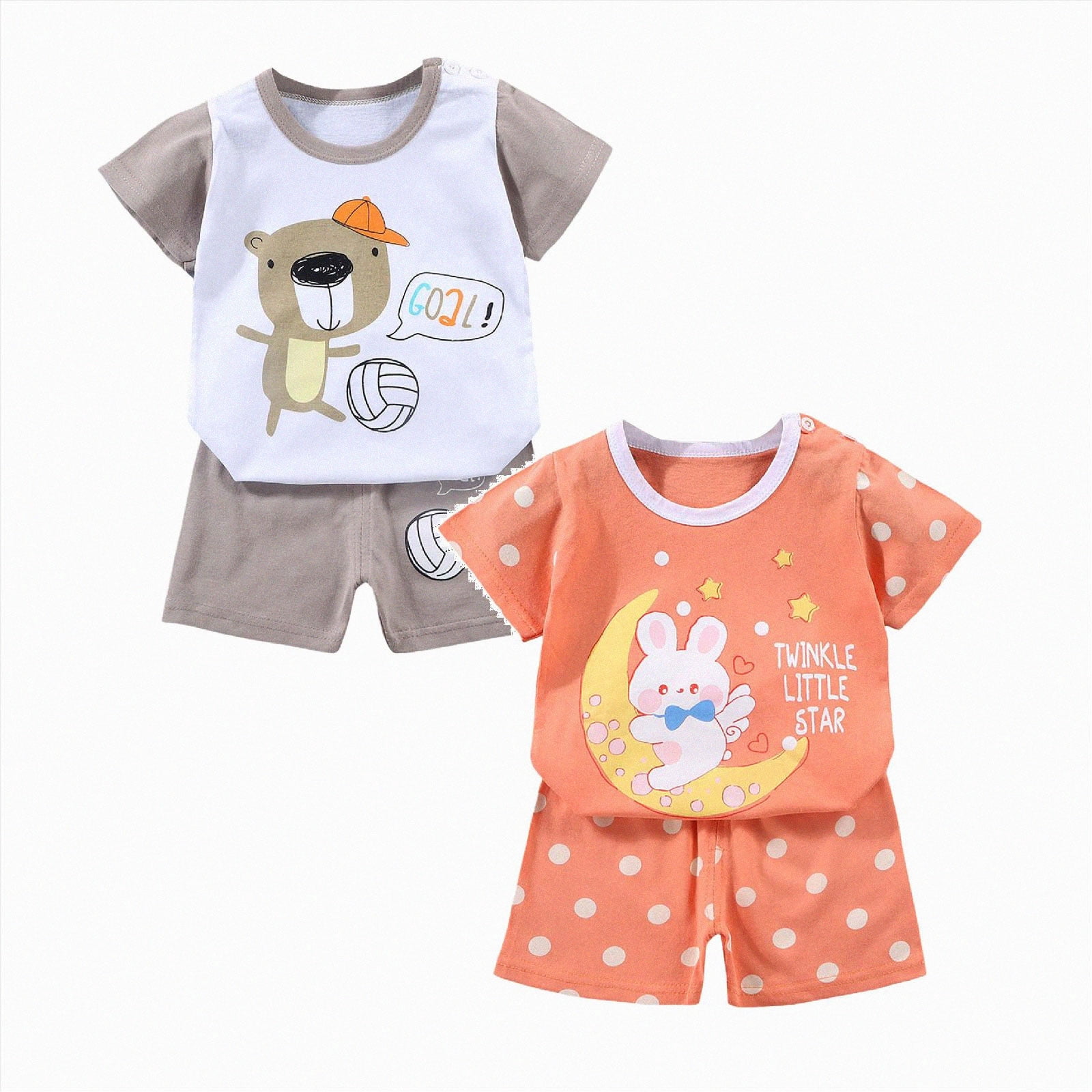 CAUYDY Infant Baby Boy Summer Clothes Animals Print Short Sleeve T ...