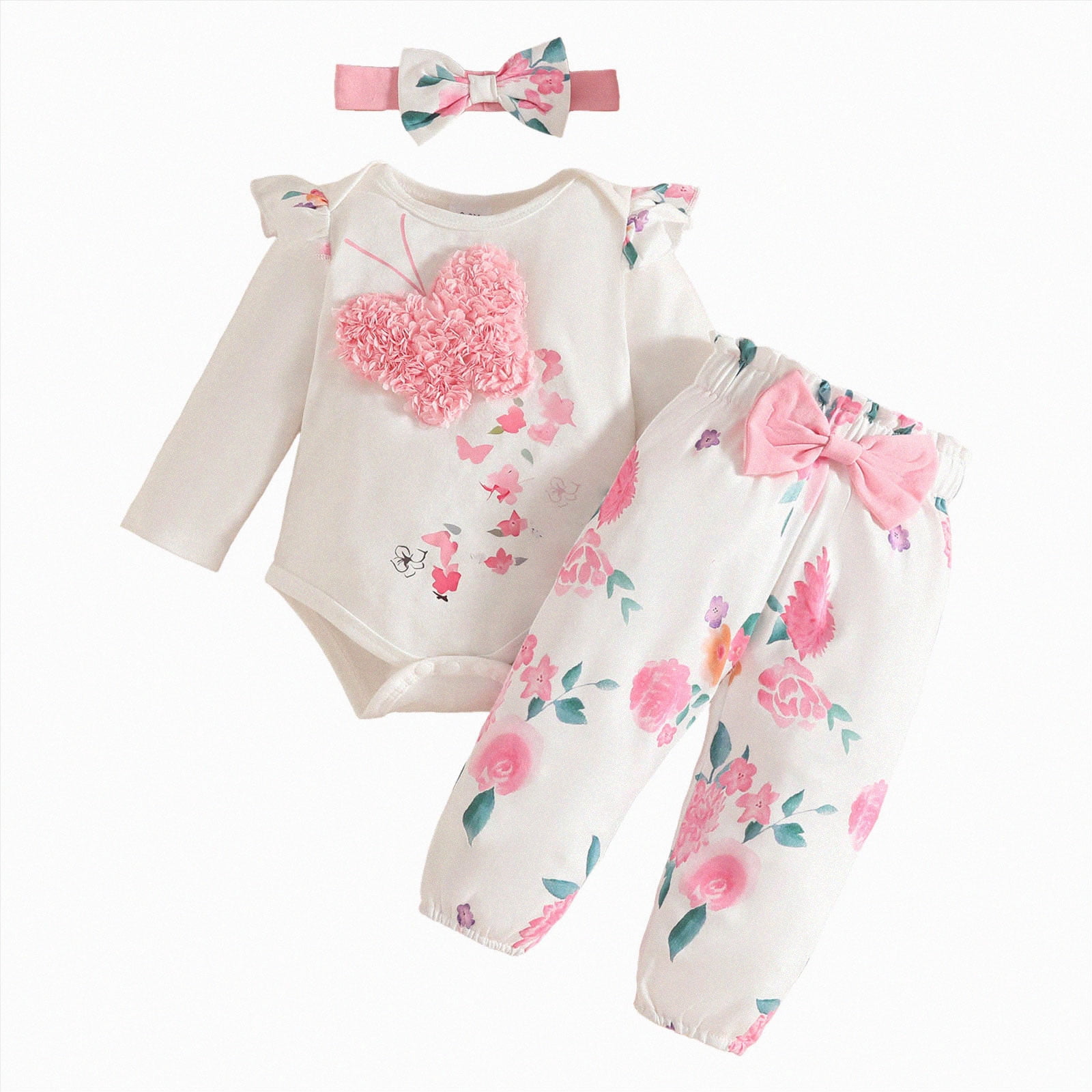 CAUYDY Infant Baby Girl Fall Clothes Floral Embroidery Print Long ...