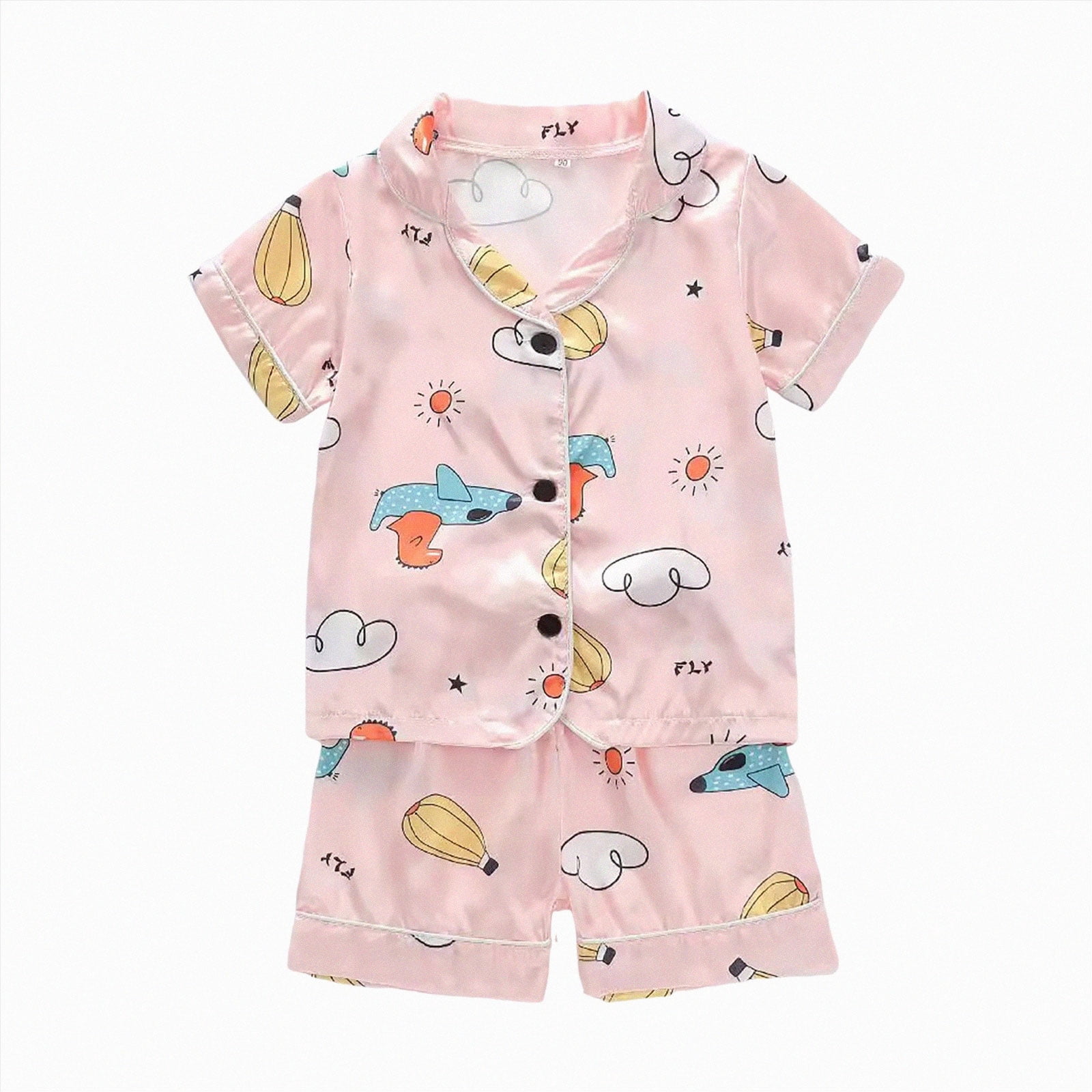 CAUYDY Kids Boys Girls Summer Pajamas Set Print Short Sleeve Lapel ...