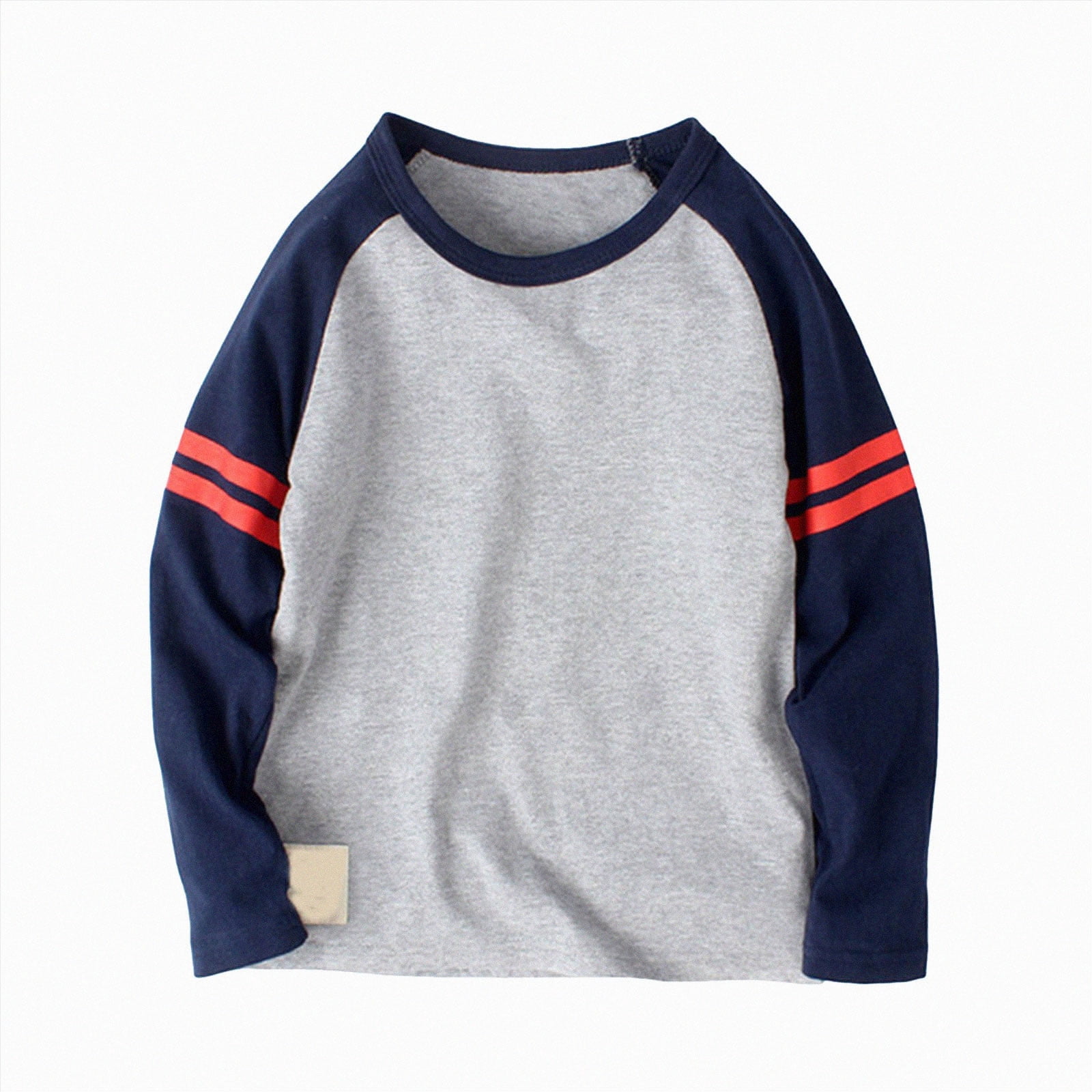 CAUYDY Kids Boys T Shirts Casual Long Sleeve Color Block Tops Crewneck ...