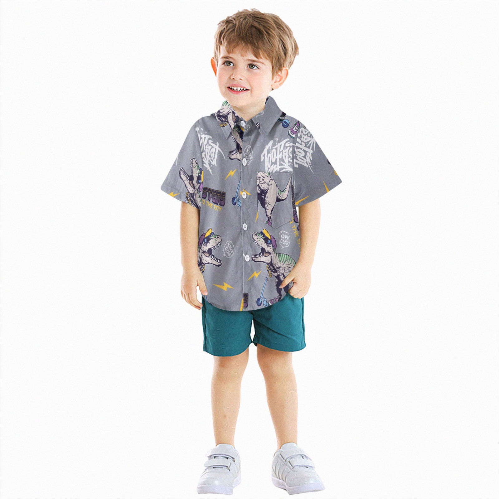 CAUYDY Kids Hawaiian Shirt Boys Girls Short Sleeve Button Down Shirts ...