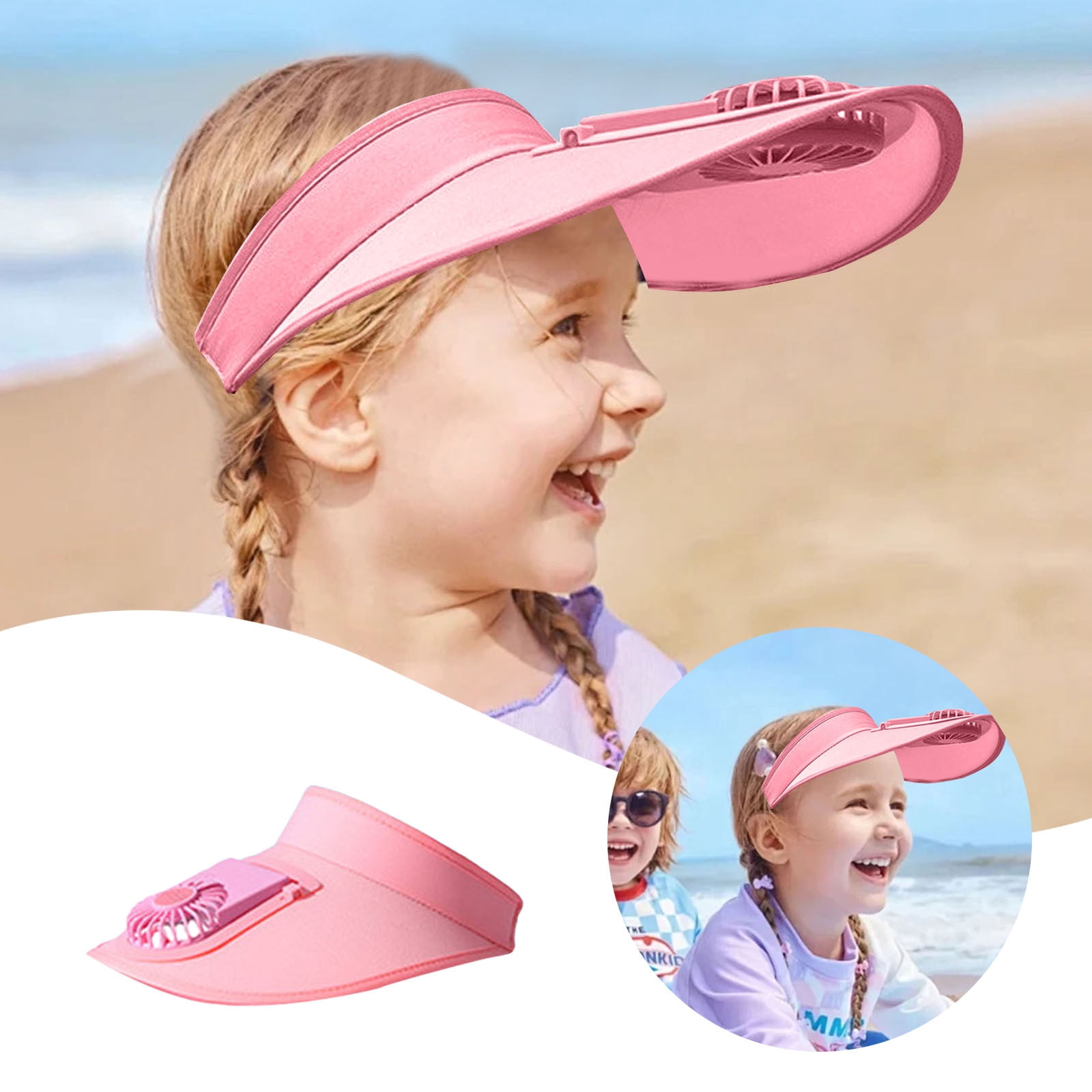 CAUYDY Kids Sun Visor Hat with Built-in USB Charging Fan Boys Girls UPF ...