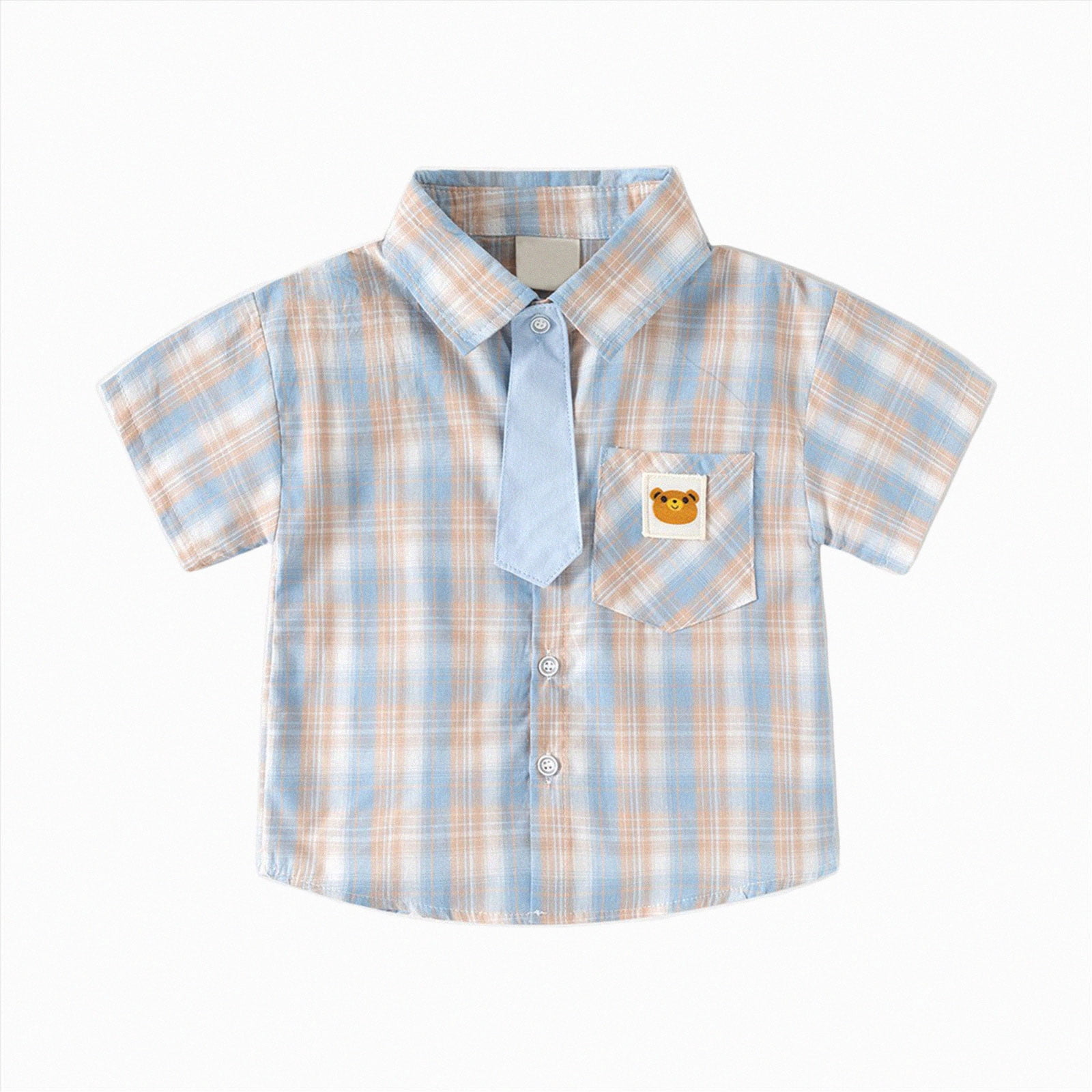 CAUYDY Little Boys Dress Shirts Short Sleeve Cute Summer School Uniform ...