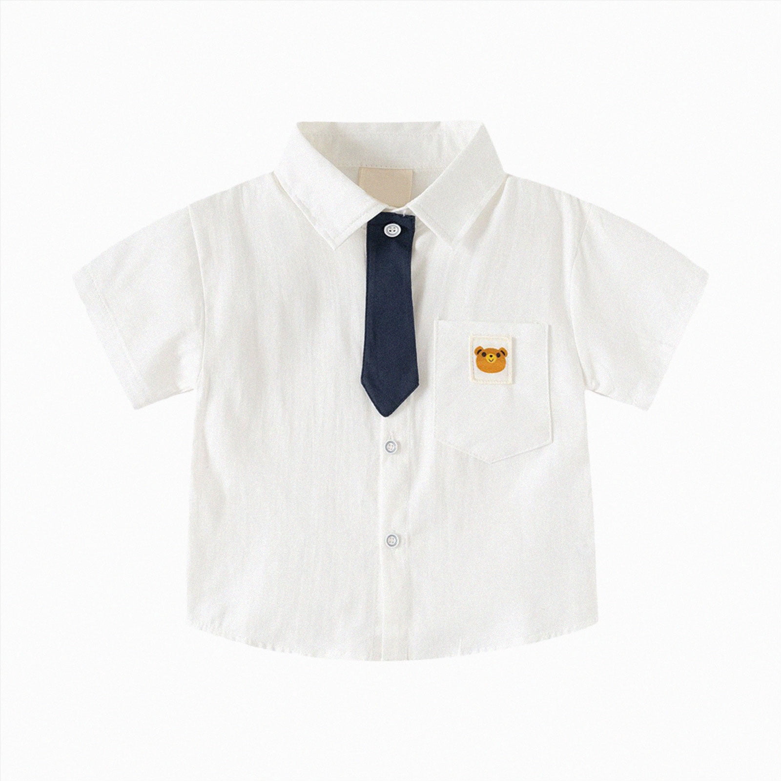 CAUYDY Little Boys Dress Shirts Short Sleeve Cute Summer School Uniform ...