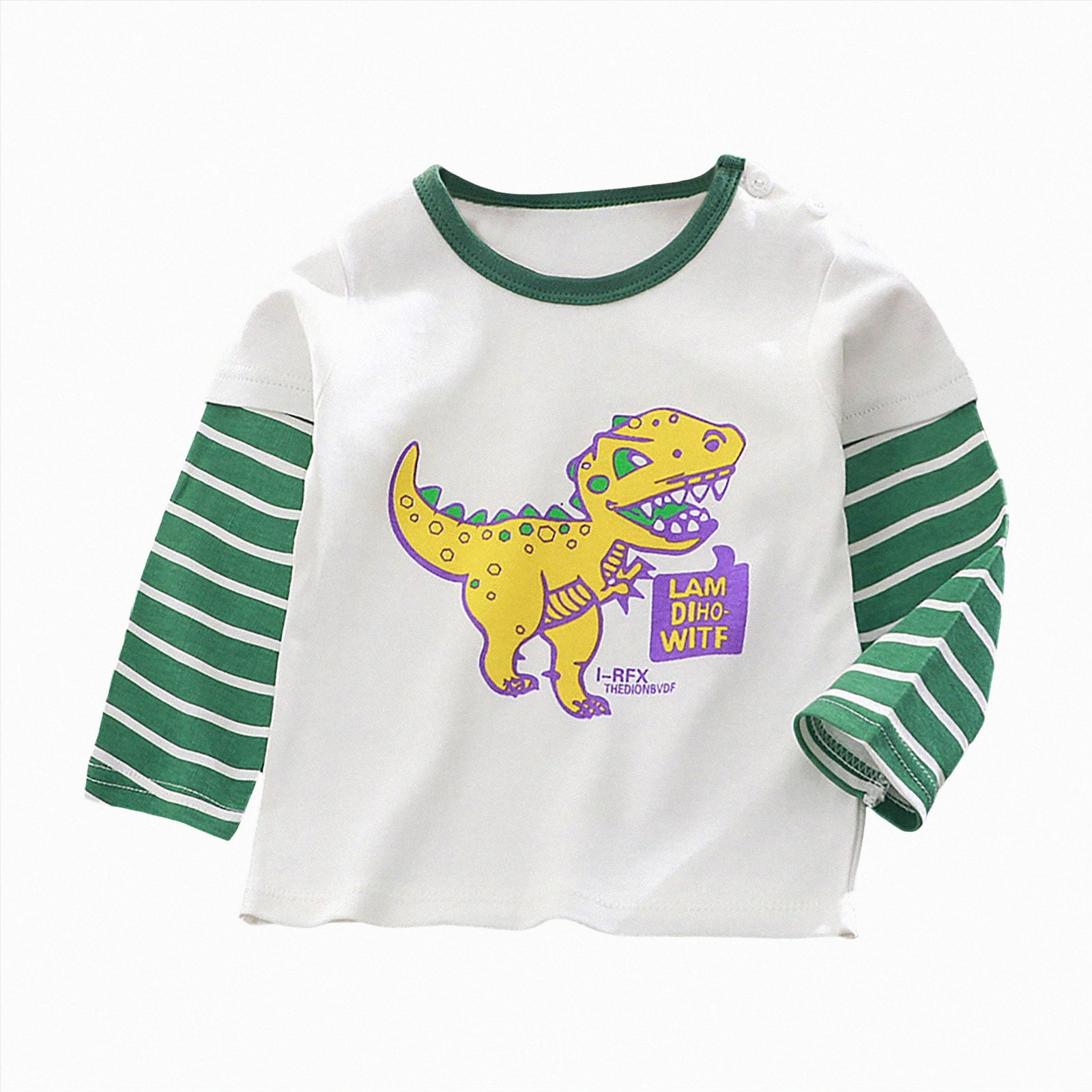 CAUYDY Long Sleeve Shirts Cotton Letter Cartoon Print Crew Neck Basic ...