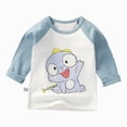 CAUYDY Long Sleeve Shirts Cotton Letter Cartoon Print Crew Neck Basic ...