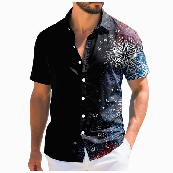 CAUYDY Men's Hawaiian Printed Short Sleeve Shirts Tropical Floral ...
