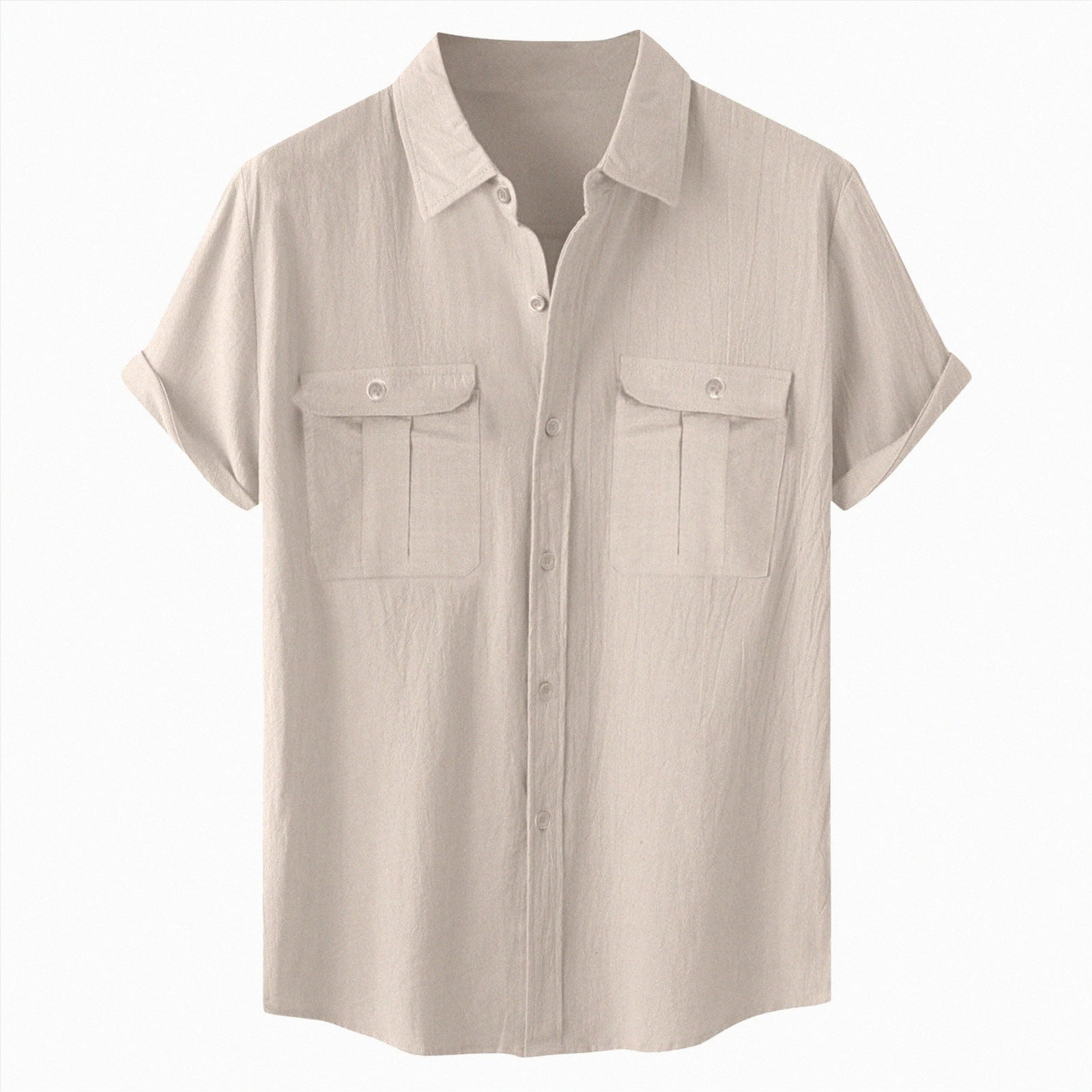 CAUYDY Men's Short Sleeve Button Down Shirt Casual Cotton Shirts Beach ...