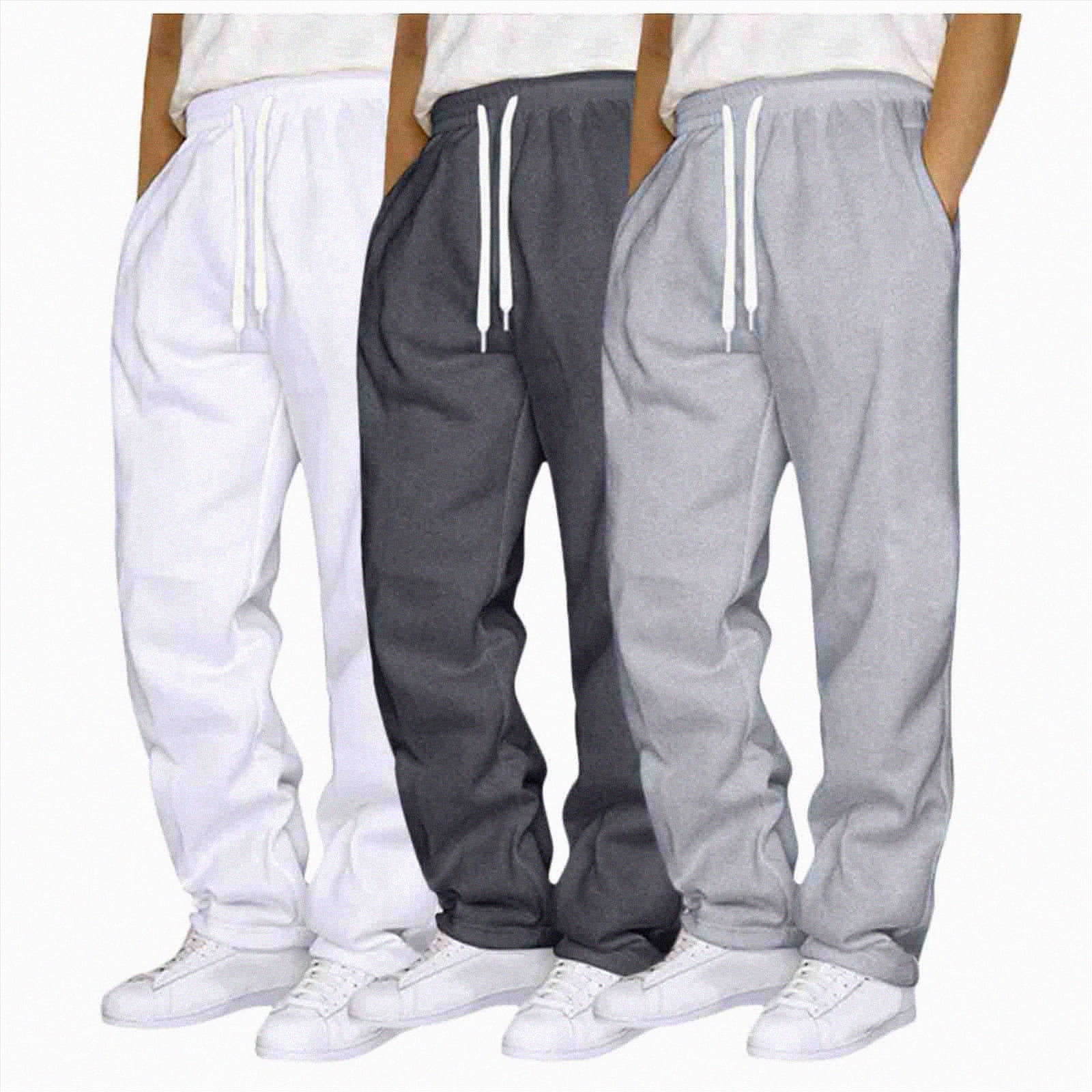 CAUYDY Men's Sweatpants Open Bottom Baggy Sweat Pants for Mens Straight ...