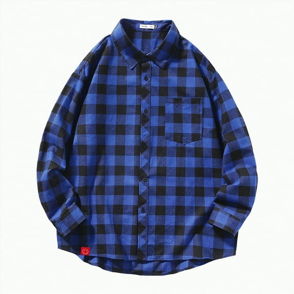 CAUYDY Mens Long Sleeve Solid Color Dress Shirts Lapel Collar Button ...