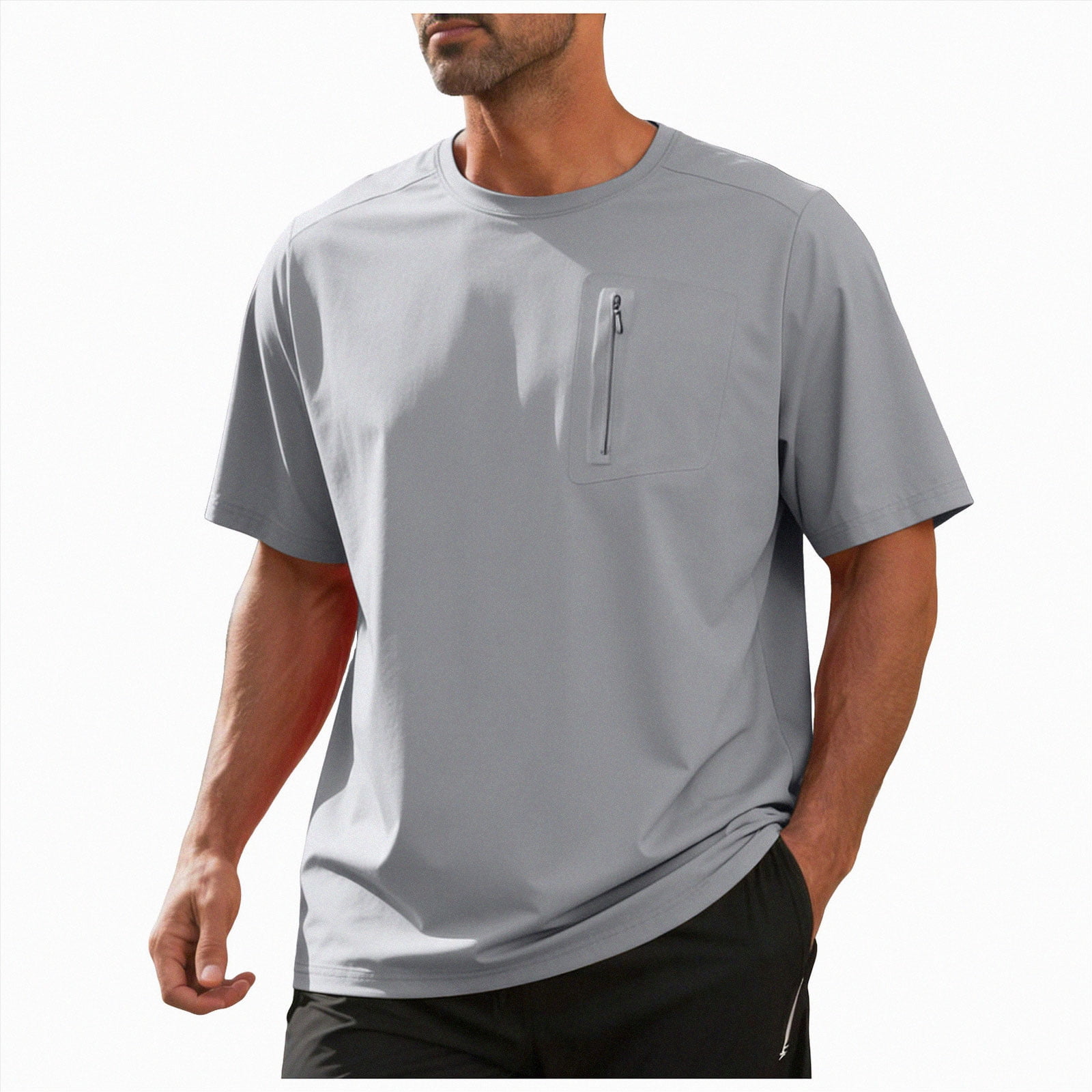 CAUYDY Mens Workout Shirts Short Sleeve Quick Dry Athletic T Shirts ...