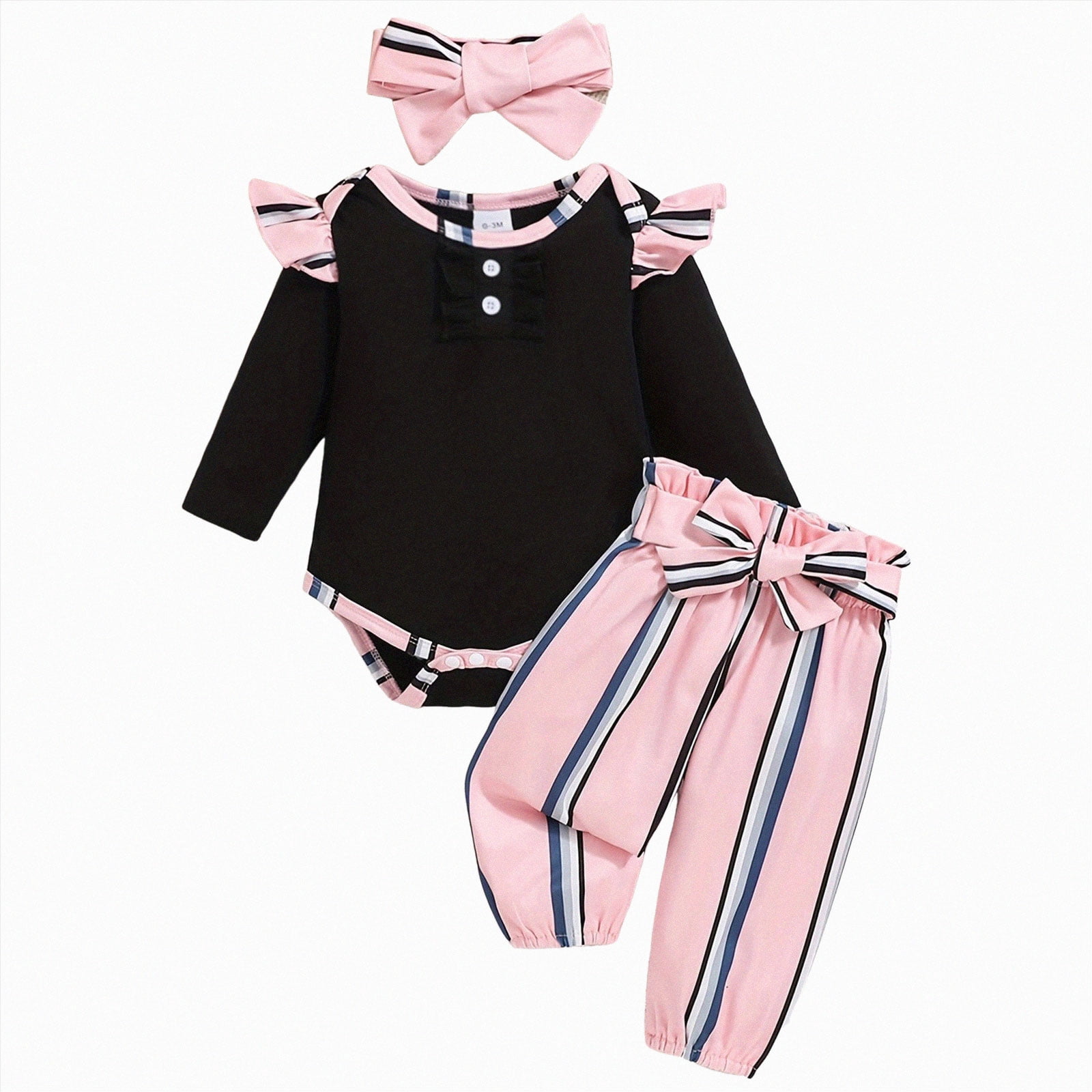 CAUYDY Newborn Baby Girl Coming Home Outfit Long Sleeve Romper + Color ...