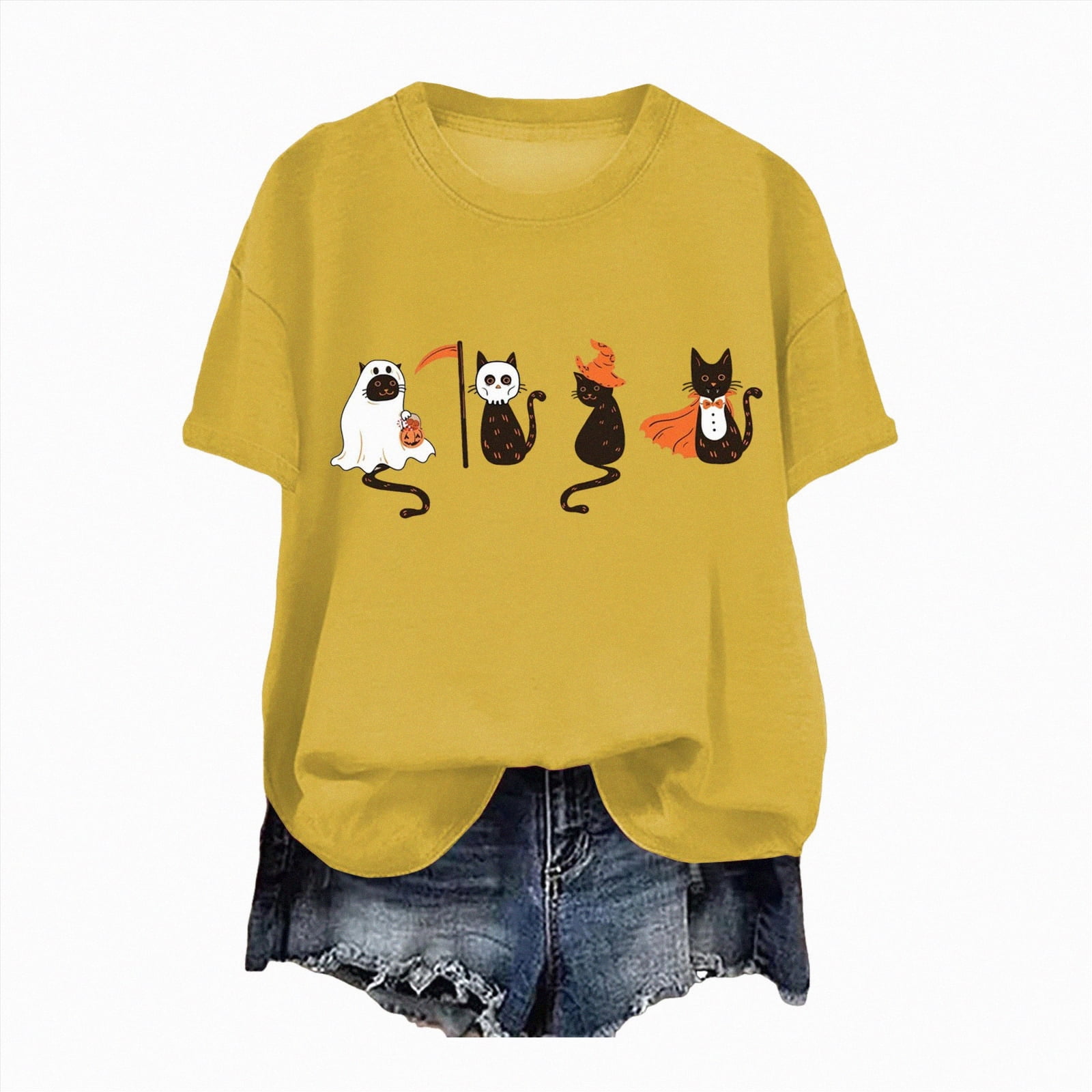 CAUYDY Spooky Halloween Shirts for Women Funny Ghost Graphic Tees ...